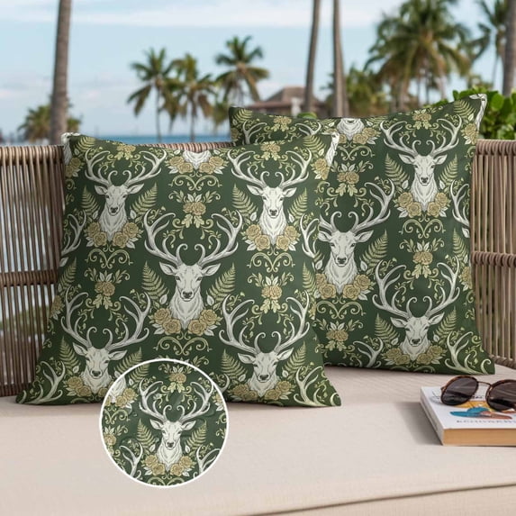 Elk Head Outdoor Waterproof Throw Pillow Covers Set of 2, 16"x16 ...