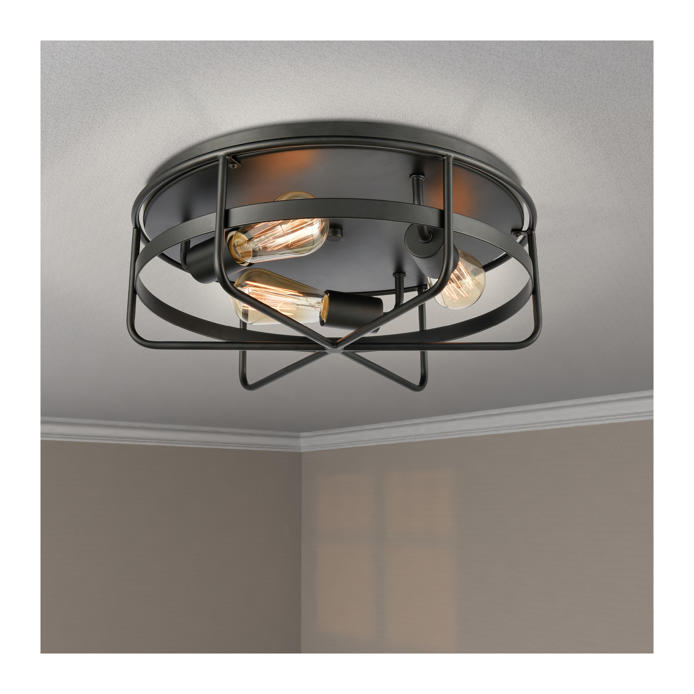 Elk Home 16-Inch Wide Wickshire Flush Mount, Transitional, Matte Black ...