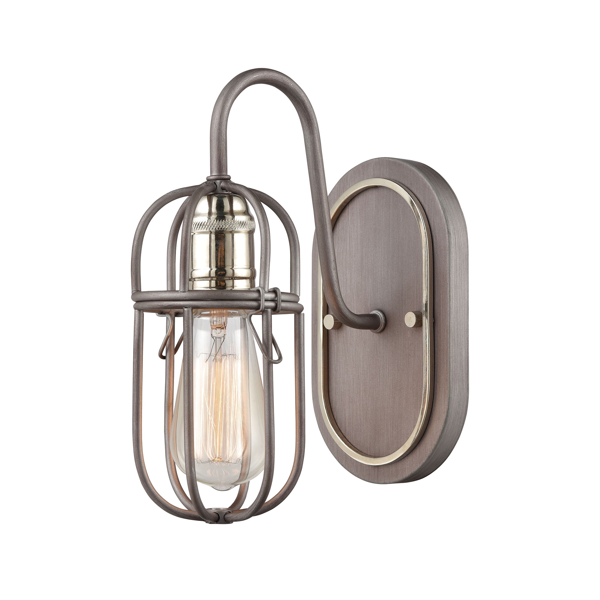 Elk Home 5-Inch Wide Industrial Cage Vanity Light, Weathered Zinc ...