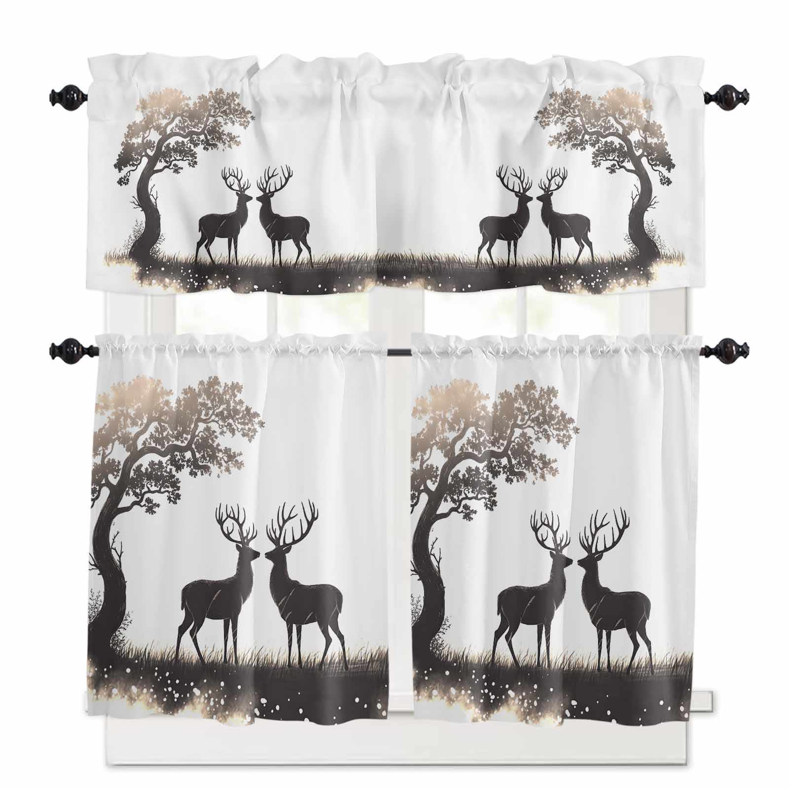 Elk Kitchen Curtains Set for Windows 3 Pieces,36 Inch Length Tier and ...