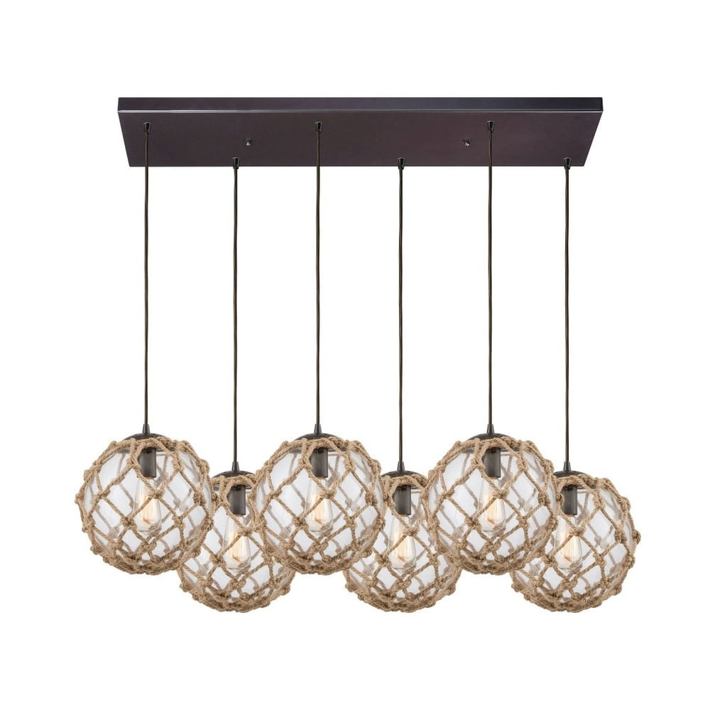 Elk Lighting Coastal Inlet - Six Light Pendant, Oil Rubbed Bronze ...