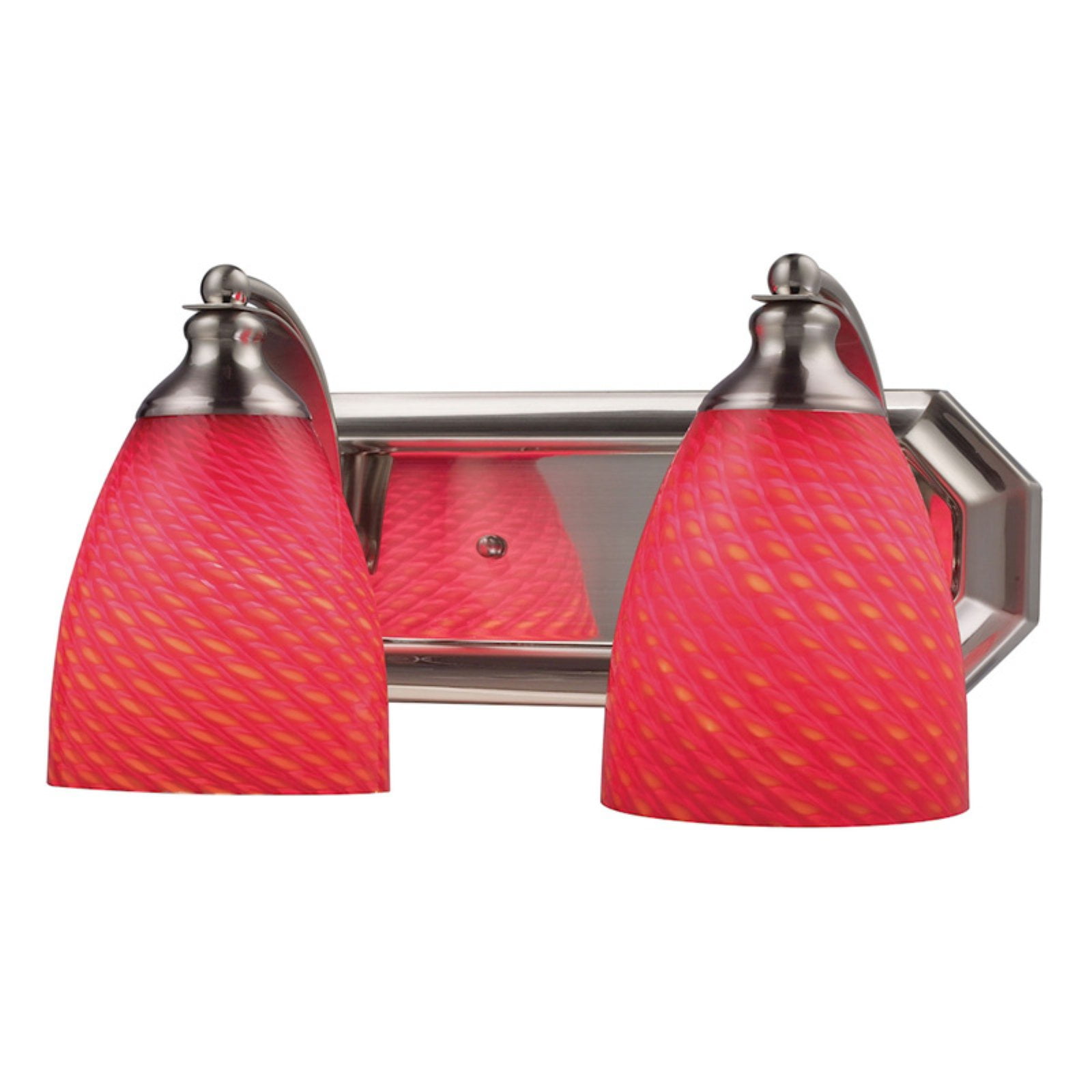 Bath And Spa 2 Light Vanity In Satin Nickel And Scarlet Red Glass ...