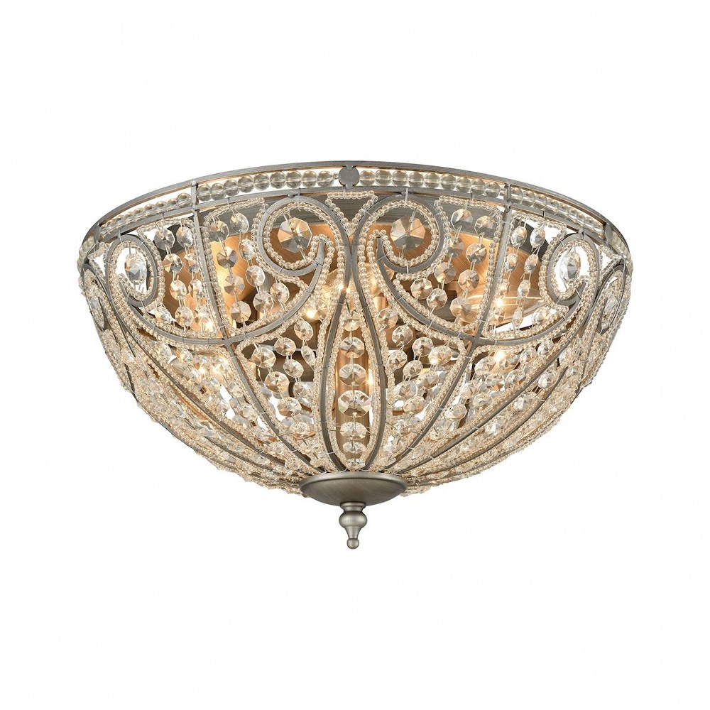 Elk Lighting Elizabethan Weathered Zinc Flush w/ 6 Light 60W - 15994/6 ...