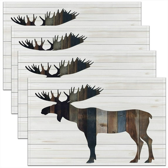 Elk Moose Deer Print Placemats Set of 4, Farmhouse Placemats for Dining ...