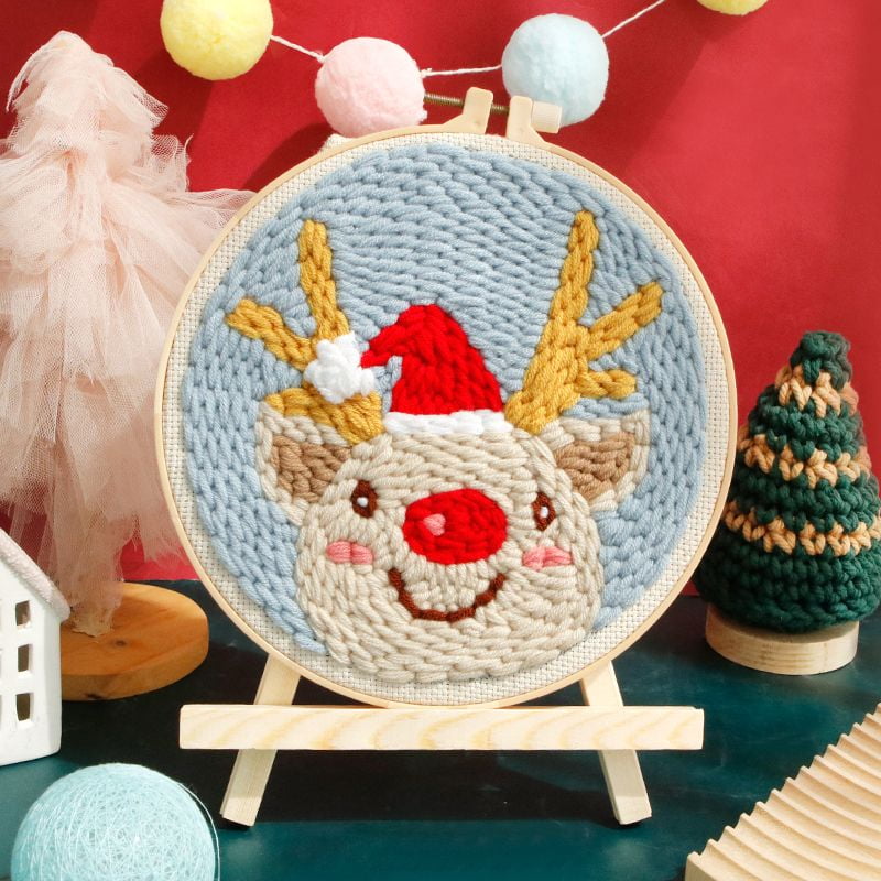 Elk Punch Needle Kits Adults Beginner, Handcraft DIY Craft Hoop Kit ...