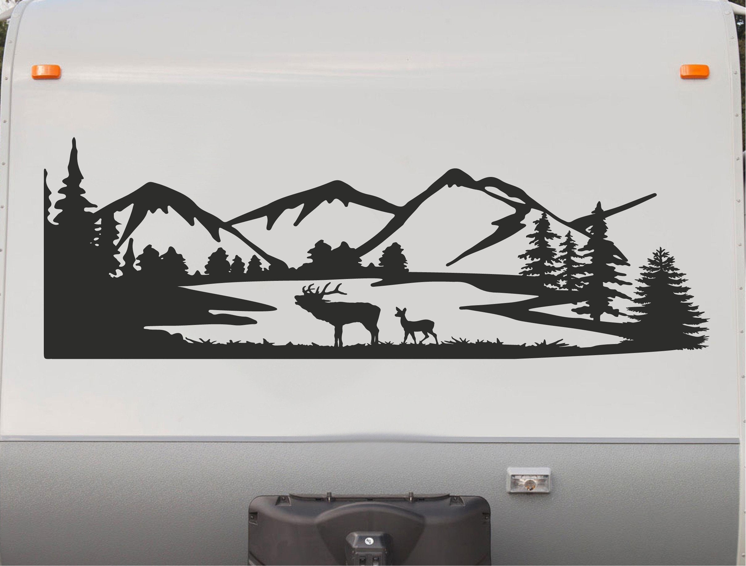 Elk Rocky Mountains Camper Motorhome Decal Scene Trailer RV Stickers ...
