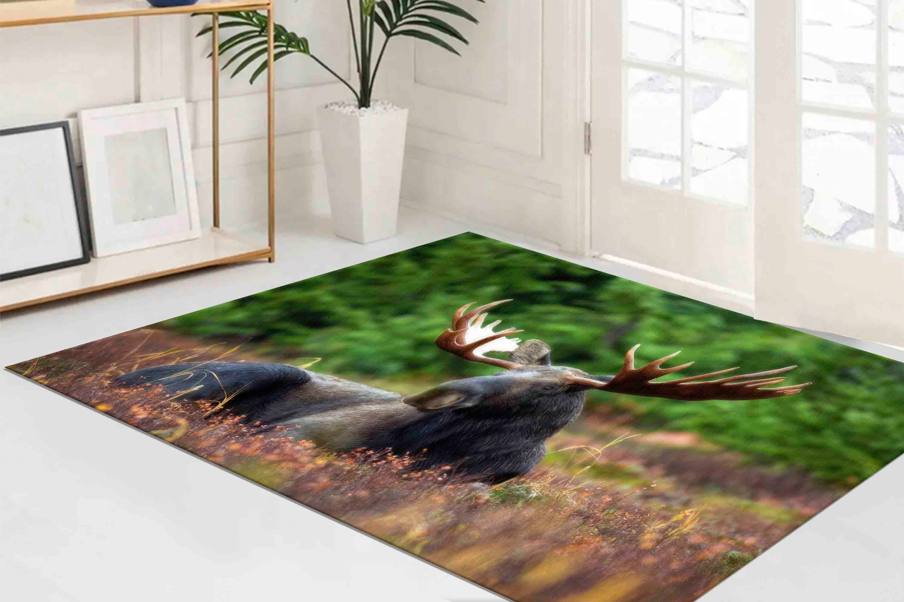 Elk Rugs, Wild Animal Rug, Man Cave Rug, Animal Rugs, Pattern Rug ...