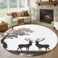 Elk Silhouette 7ft Round Rug for Living Room Conversation Area ...