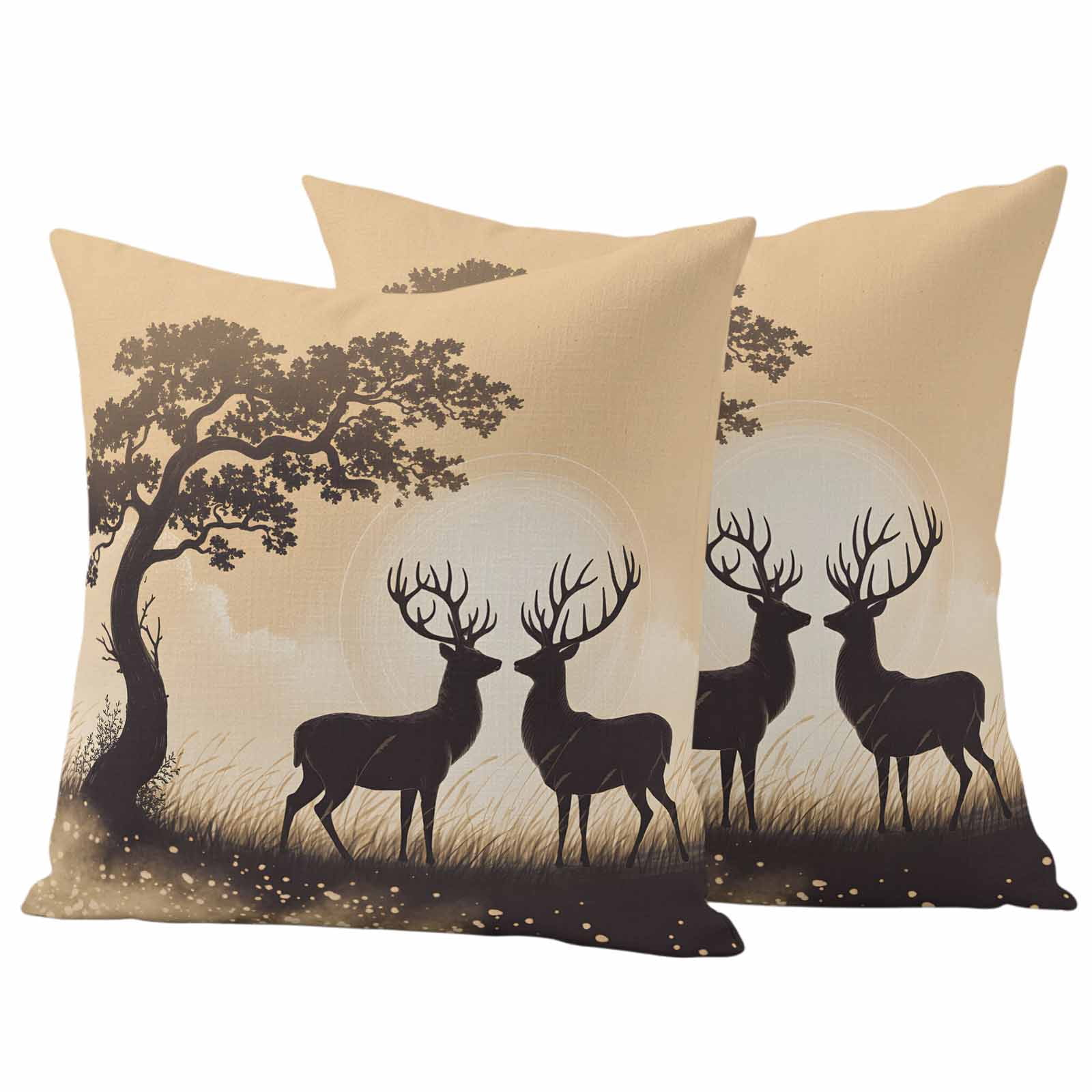 Elk Silhouette Outdoor Waterproof Pillow Covers, Sunset Animal Antlers ...