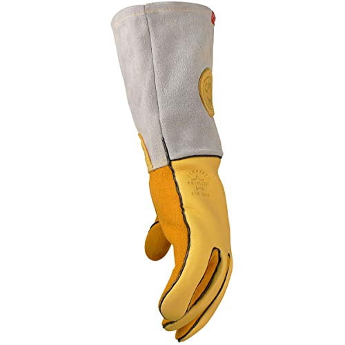 Elk Skin MIG/Stick Welding Gloves,Flame Resistant Wool Lined Back ...