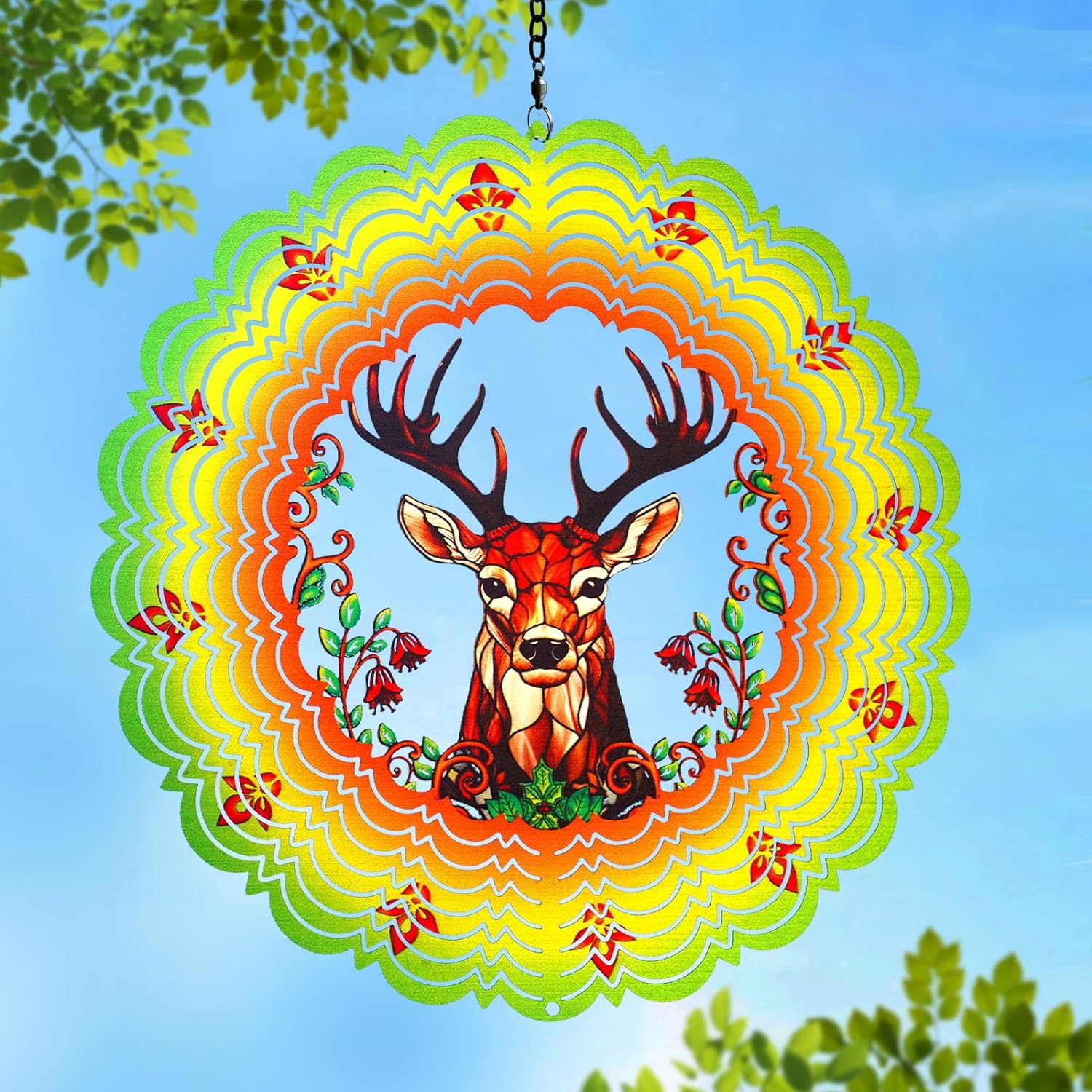 Elk Spinners Hanging, 12 Inches 3D Kinetic Deer Wind Spinner for Yard ...