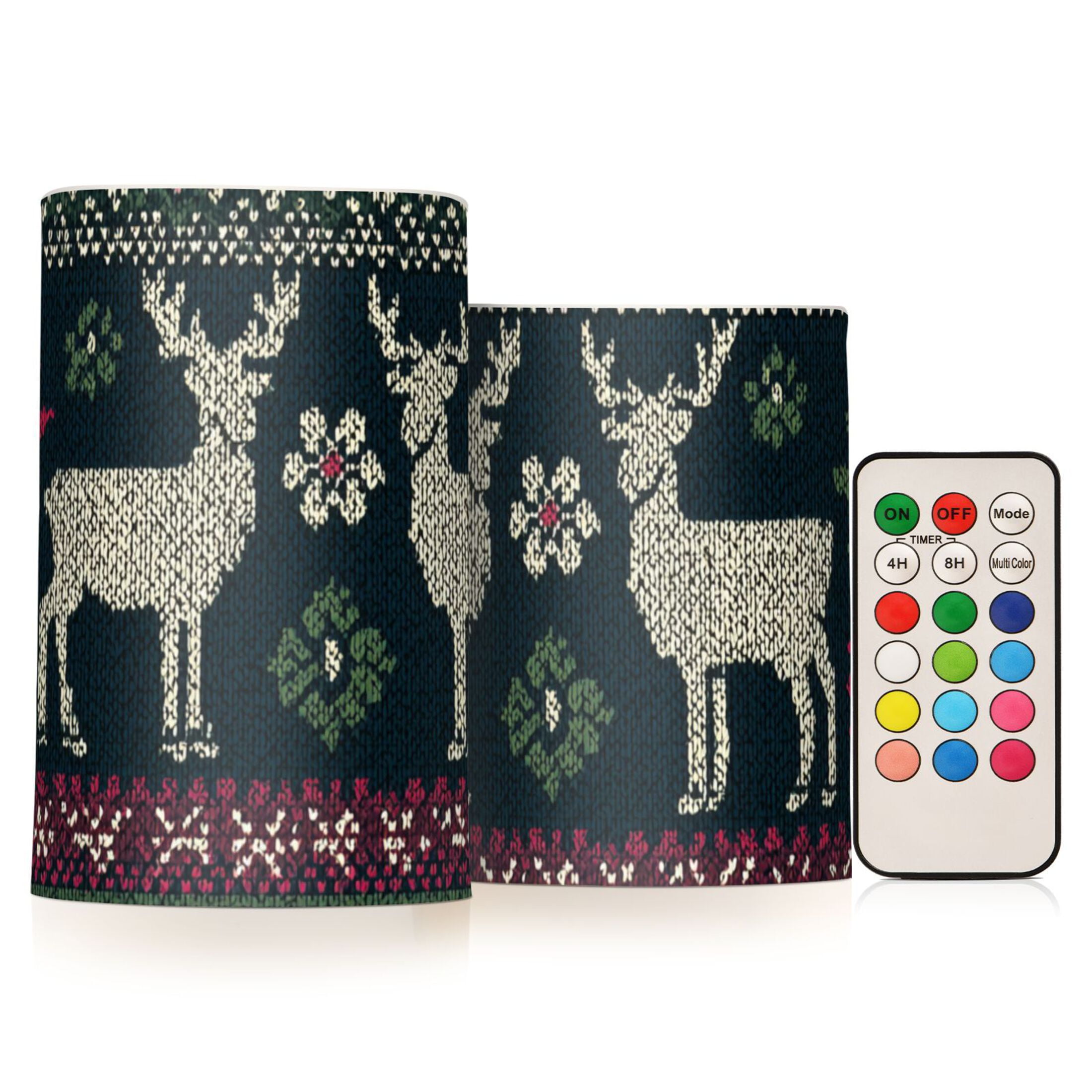 Elk Stripes Snowflake Christmas Knit Pattern Flickering Flameless ...
