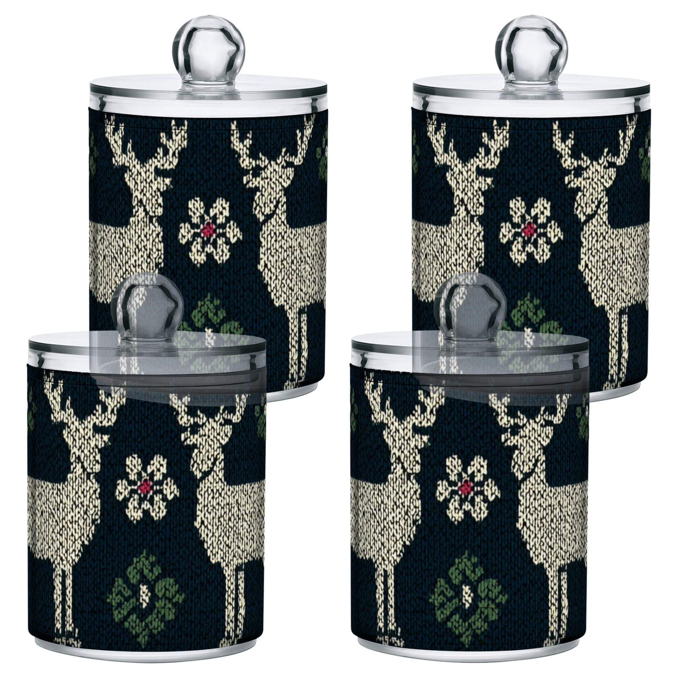 Elk Stripes Snowflake Christmas Knit Pattern Translucent Plastic Cans ...