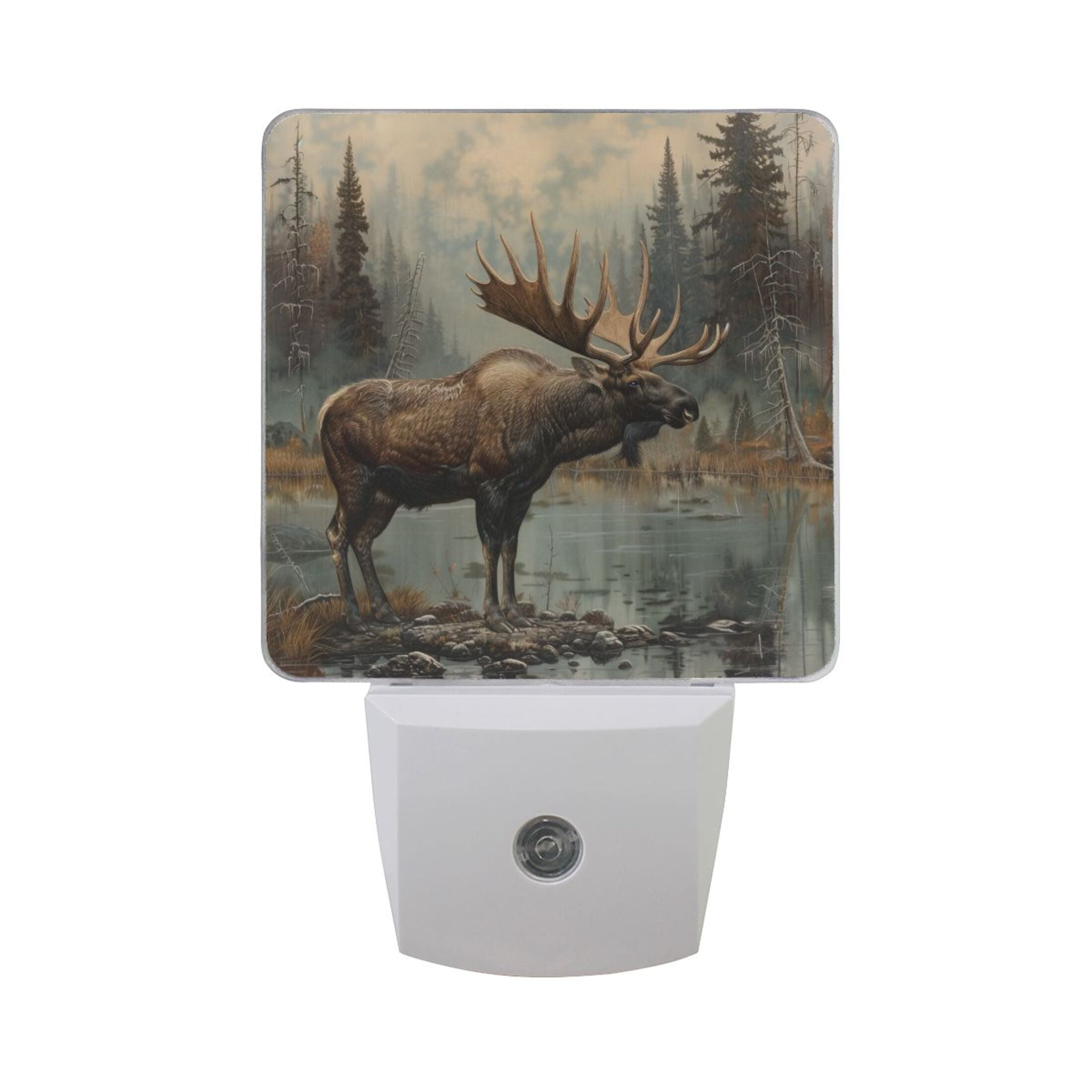 Elk at Water Edge in Forest Night Light 2 Pack LED Nightlight Plug into ...