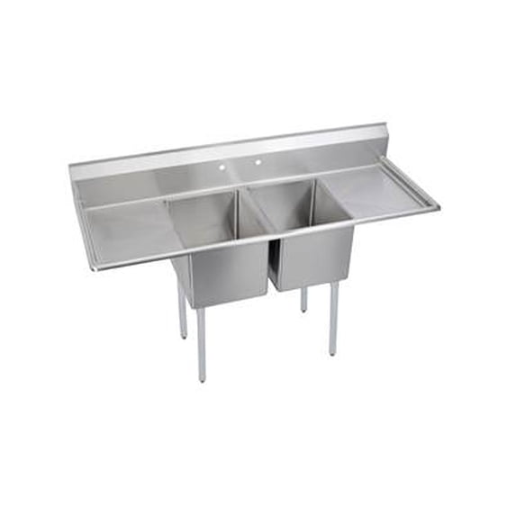 Elkay, 2C18X18-2-24X , Elkay 2 Compartment Sink, 86X24 OA, 18X18 Bowl ...