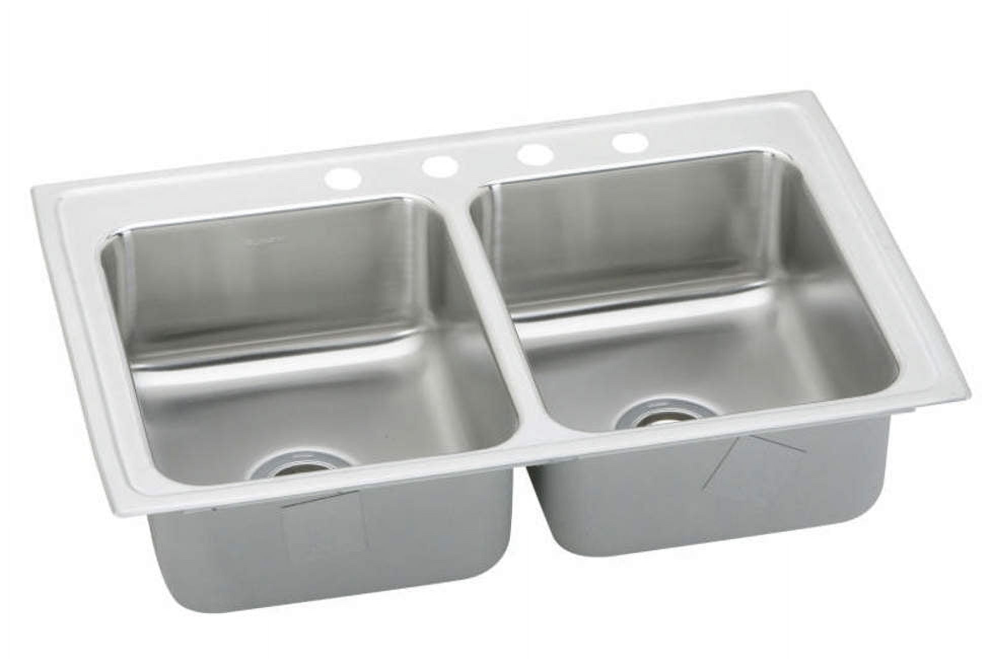 Elkay Celebrity Stainless Steel 33" x 19-1/2" x 7-1/8", 1-Hole Equal Double Bowl Drop-in Sink ...