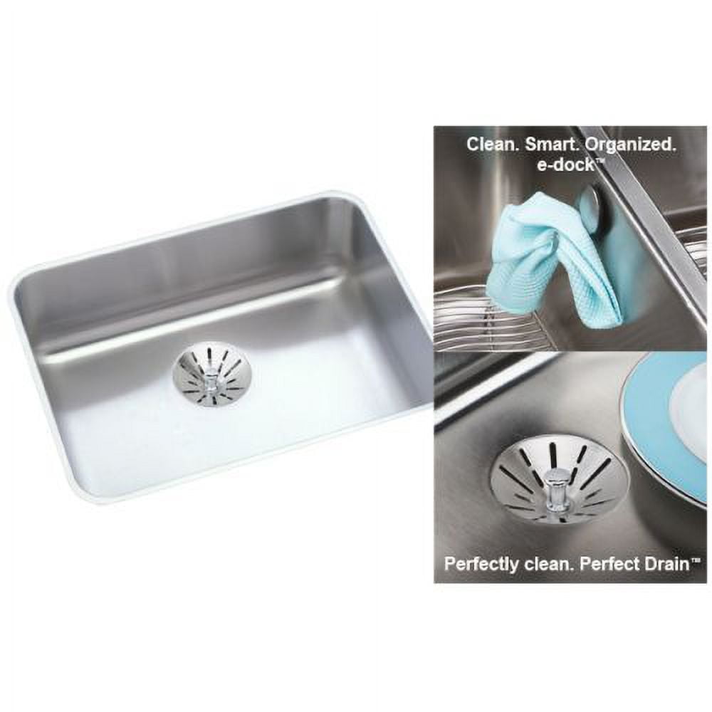 Elkay ELUH2115PDK Gourmet Lustertone Stainless Steel Single Bowl ...