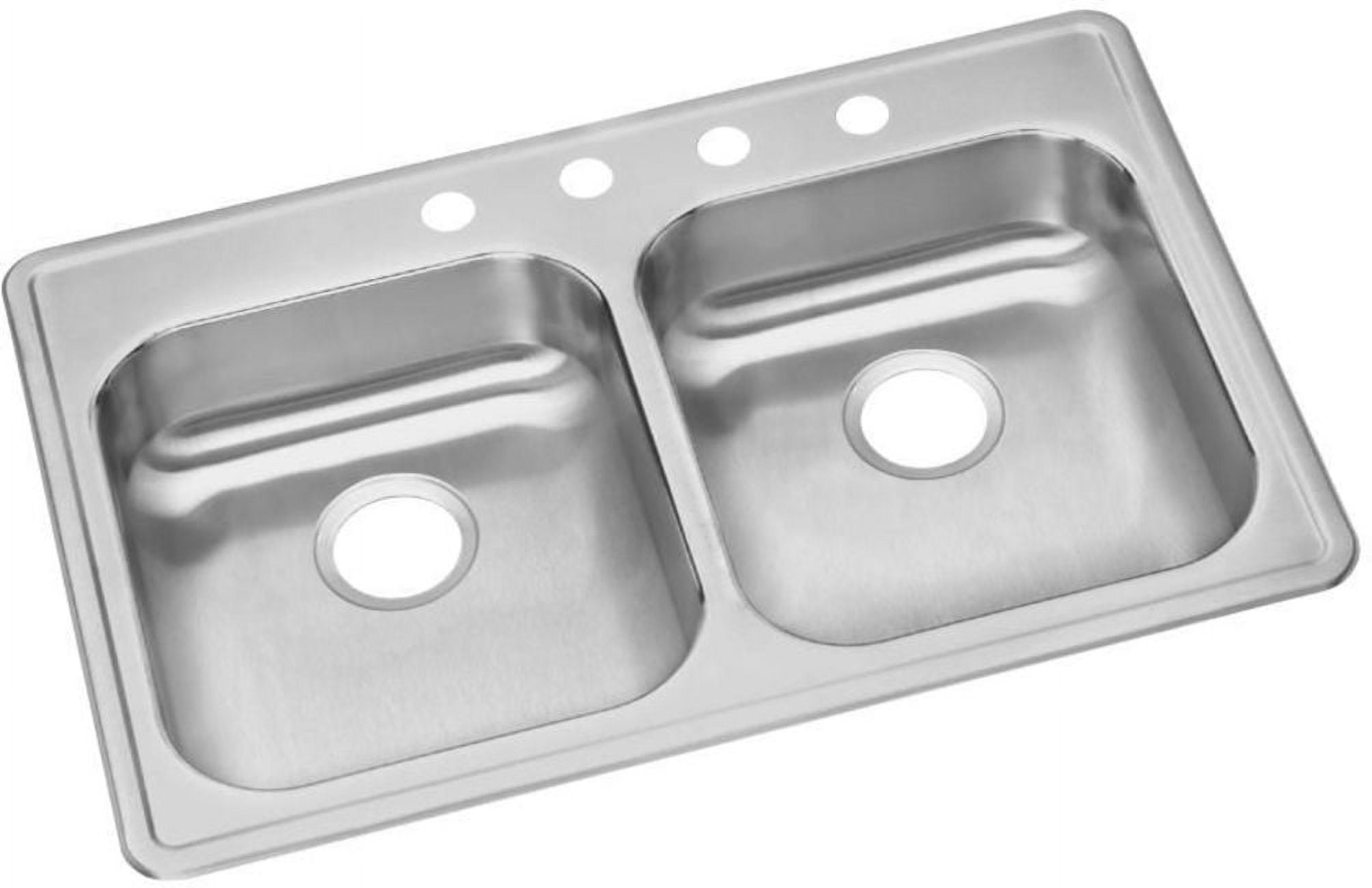 Elkay Ge23322 Dayton 33" Drop In Double Basin Stainless Steel Kitchen Sink - 2 Faucet - Walmart.com