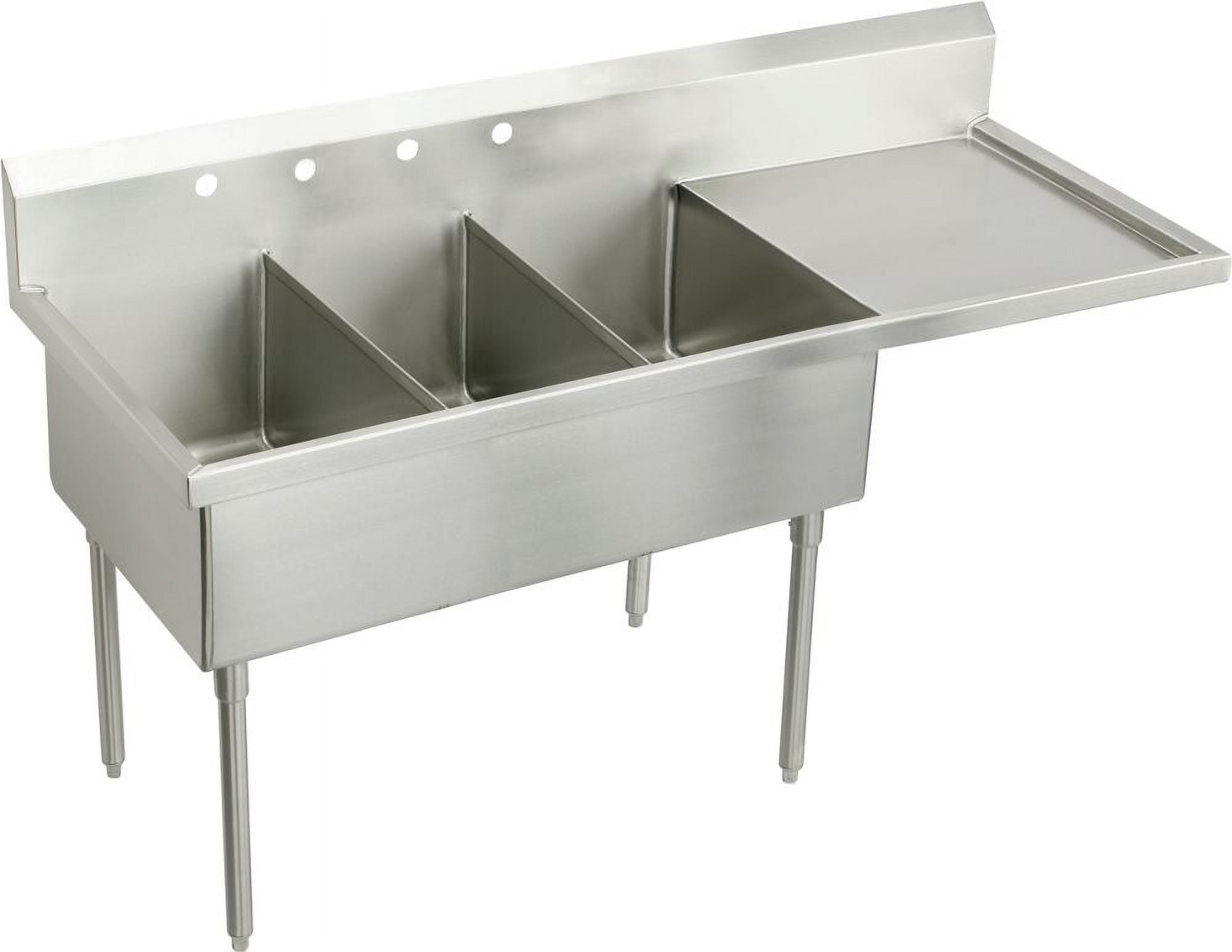 Elkay Wnsf8345rof Weldbilt 70-1/2" Triple Basin Free Standing Stainless ...