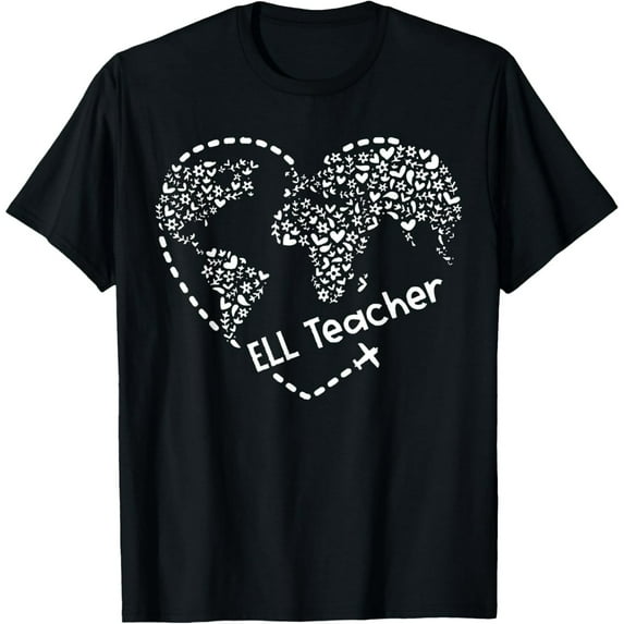 Ell Cute Heart Shape English Language Teacher Students T-Shirt ...