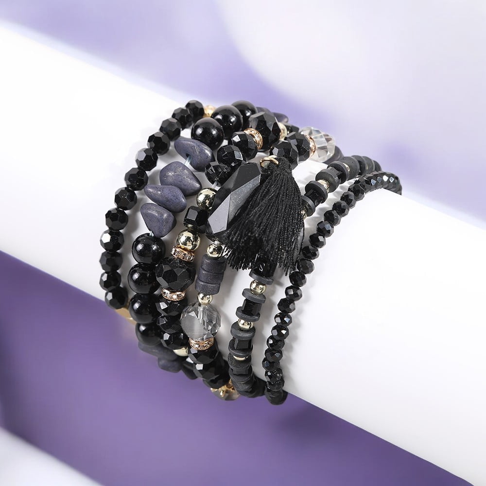 Ella & Elly Plus Bohemian Beaded Black Bracelets, 6 Pieces - Walmart.com