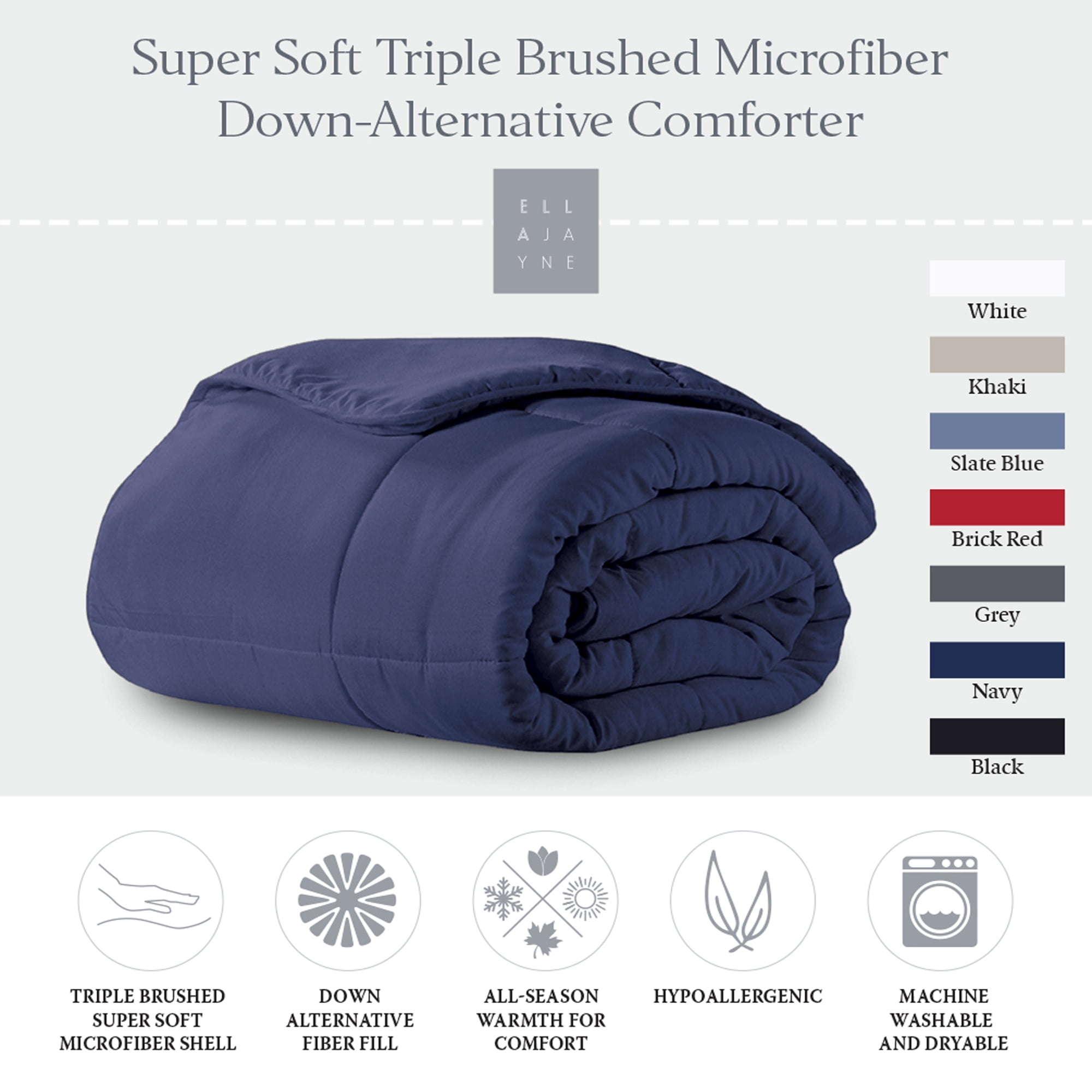 Microfiber Down-Alternative Solid Color Comforter - Walmart.com