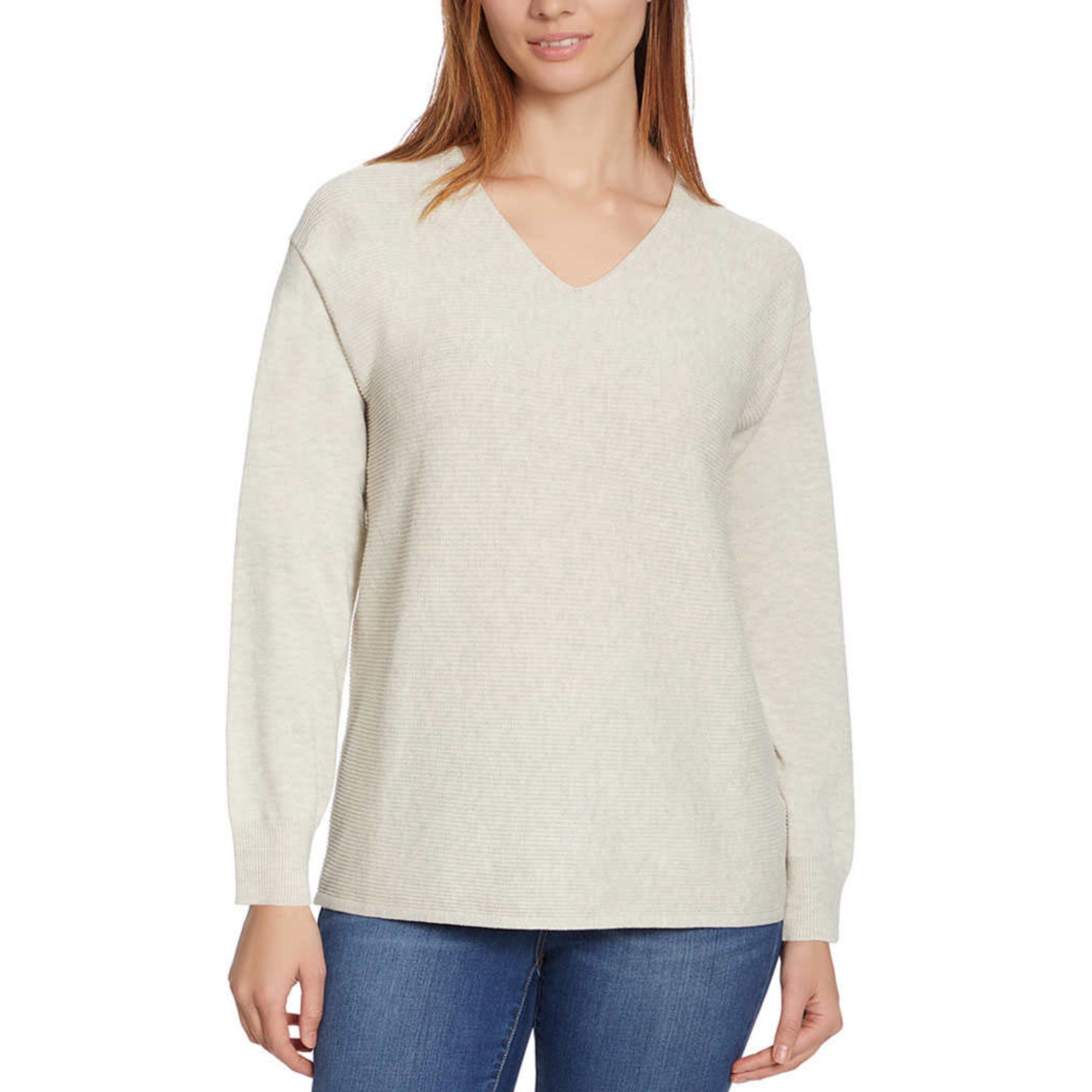 Ella Moss Women's Soft Ribbed Knit V-Neck Sweater-Gray / XXL - Walmart.com