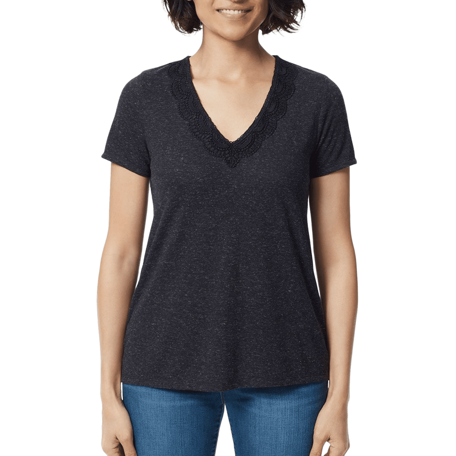 Ella Moss Women's Super Soft Lightweight V-Neck Lace T-Shirt Top ...