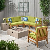 GDF Studio Cascada Outdoor Sofa Set: Acacia Wood 8-Seater Couch and ...