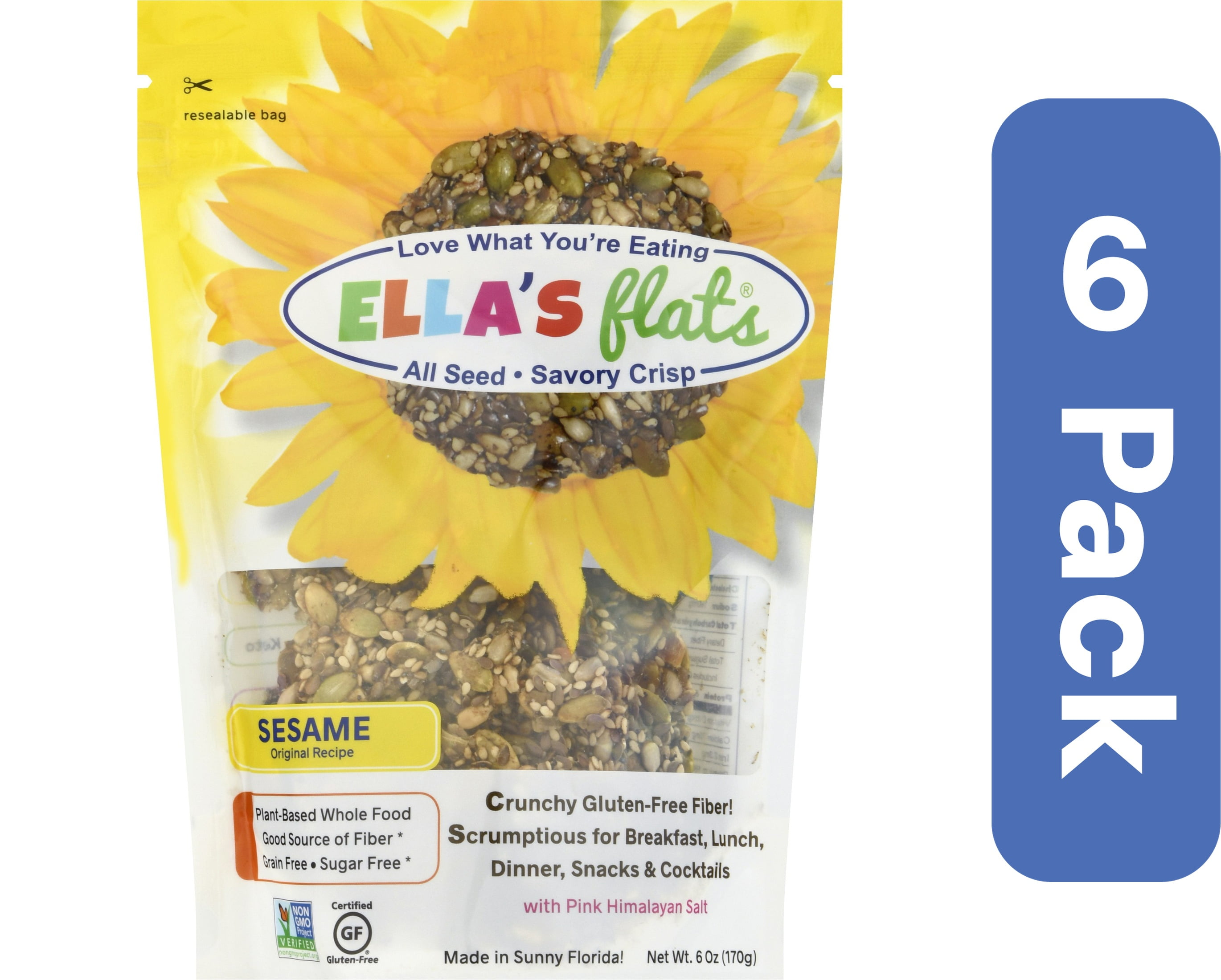 Ellas Flats Sesame Crackers 4.8 oz (Pack of 6) - Walmart.com