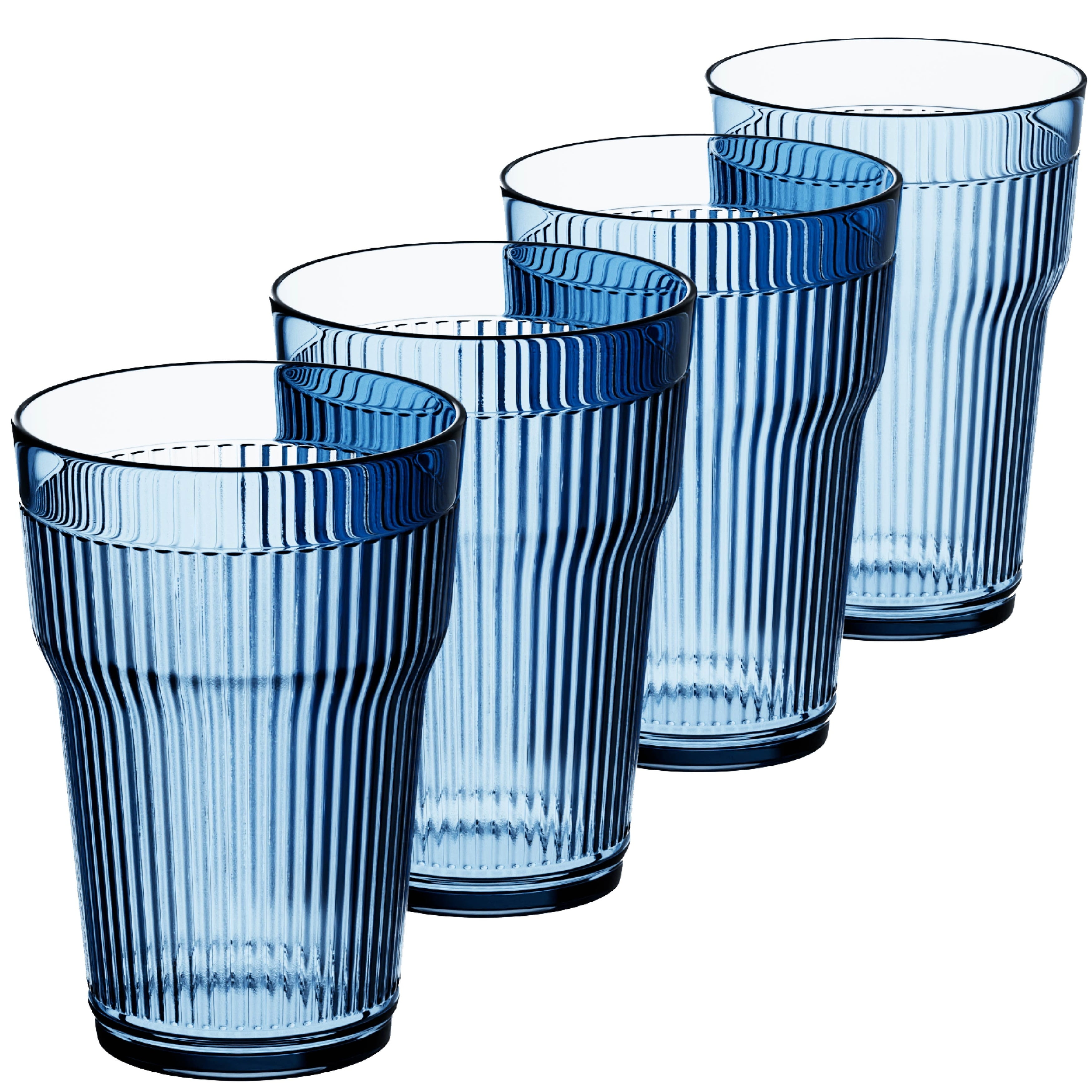 Bed Bath & Beyond Elle Decor Acrylic Ribbed Water Tumblers, 14 oz, Set ...