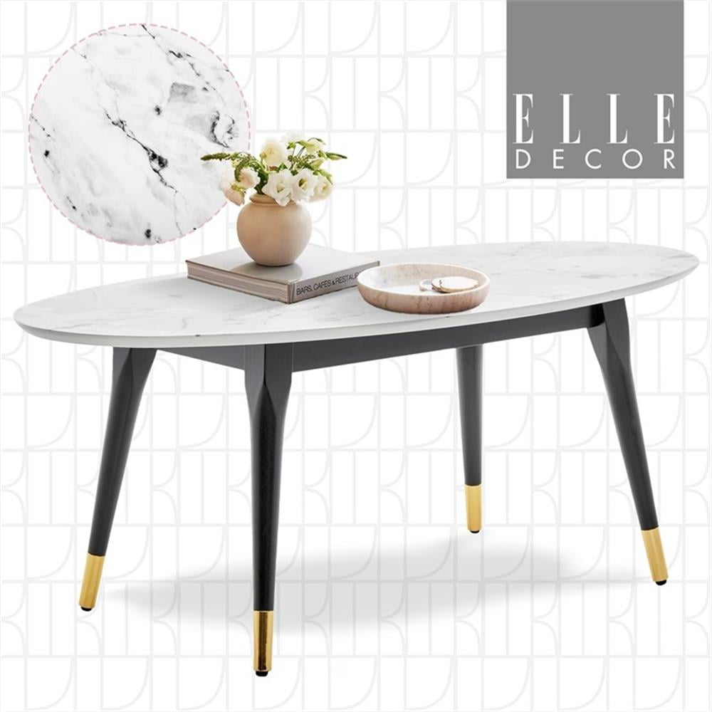 Elle Decor Clemintine Oval Coffee Table Marble Print - Walmart.com