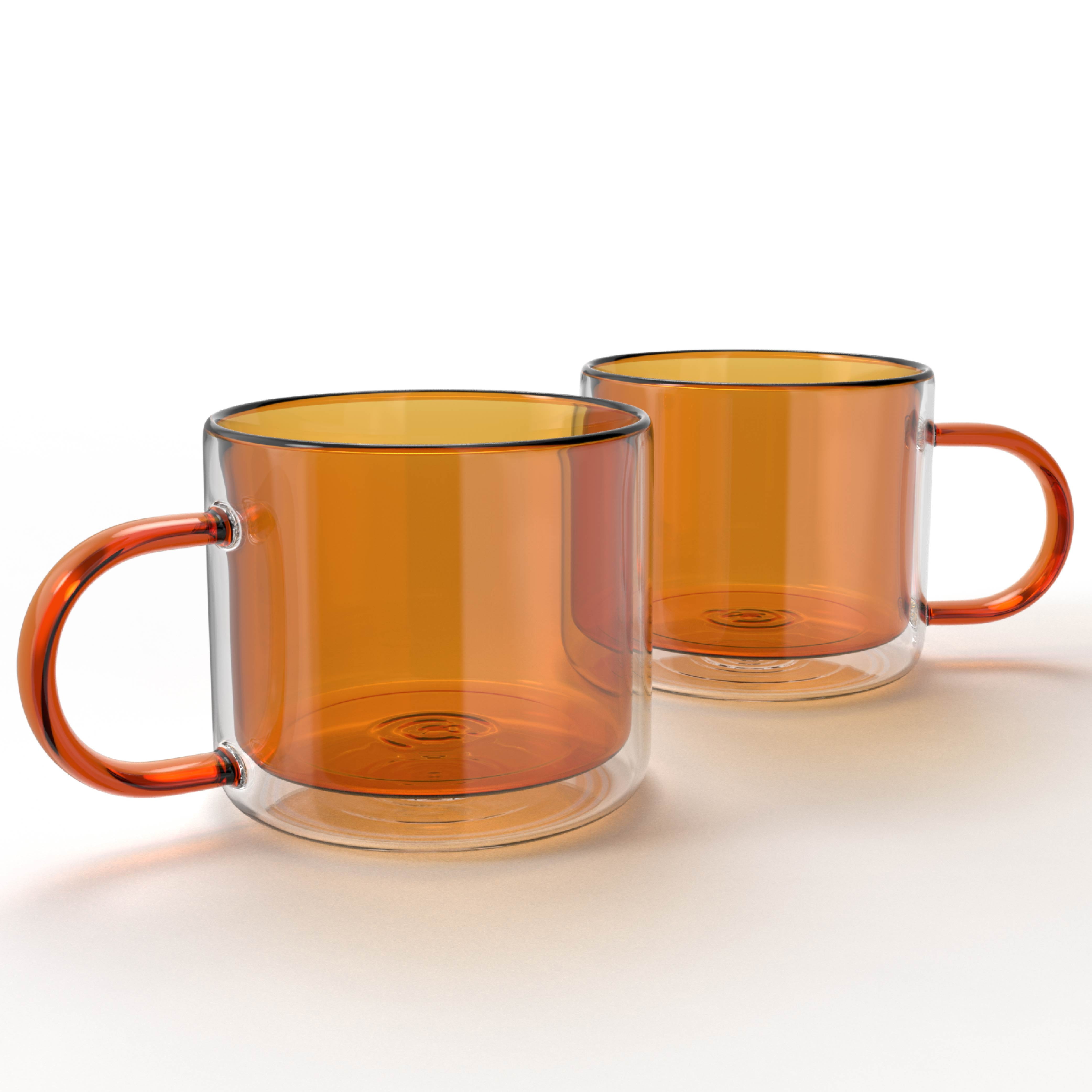 Elle Decor Double Wall Coffee Cups Set of 2 Cute Coffee, Tea, and Milk ...