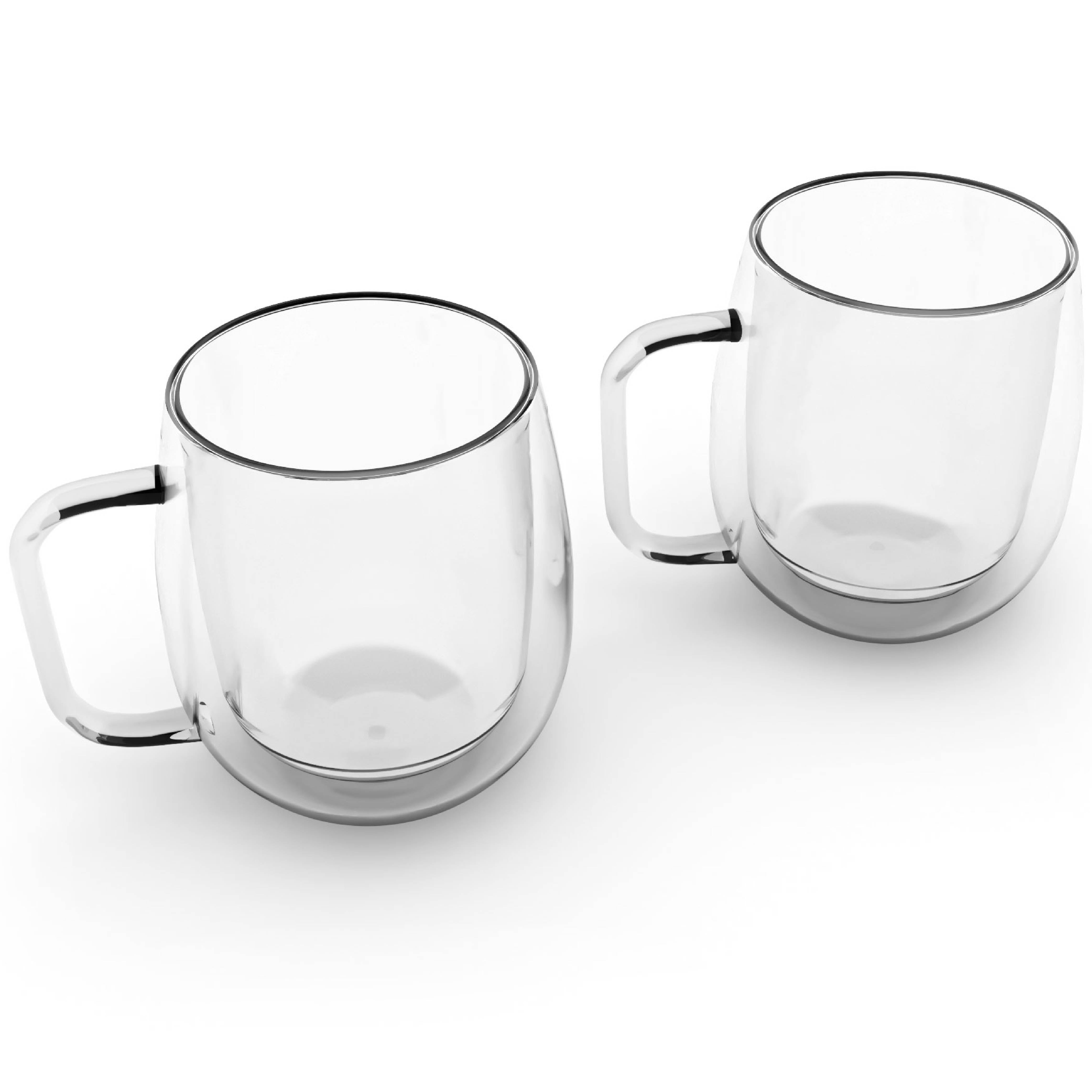 Elle Decor Double Wall Glass Mugs, Set of 2-8-Oz Coffee Mug, Clear ...
