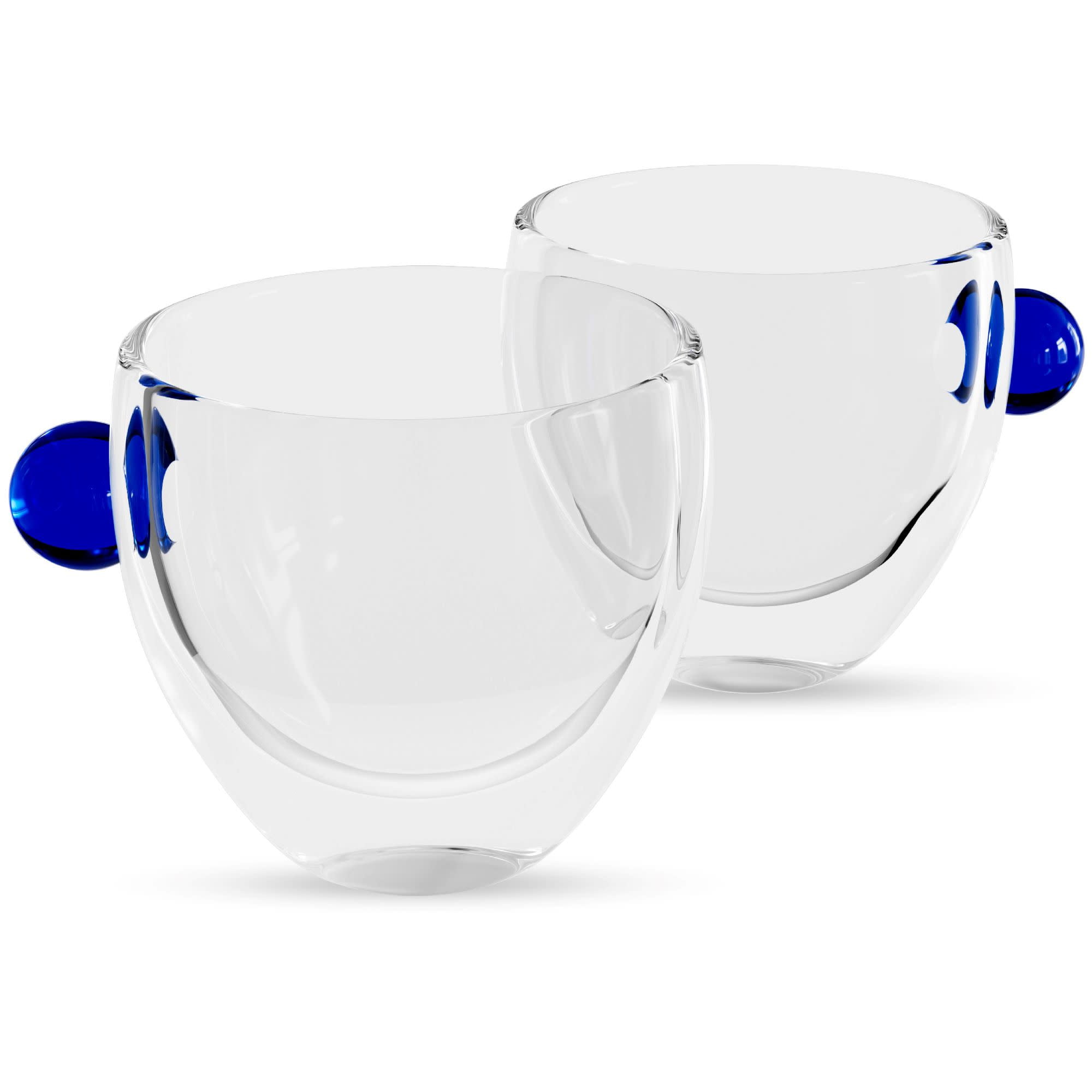 Elle Decor Double Walled Glass Coffee Mugs, Set of 2 - Blue - Walmart.com