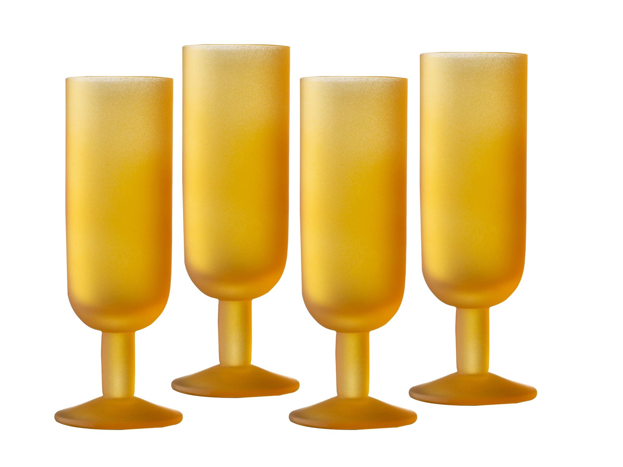 Elle Decor Frosted Glass Flutes Set of 4 Beverage Stemmed Glass Cups, 6 ...
