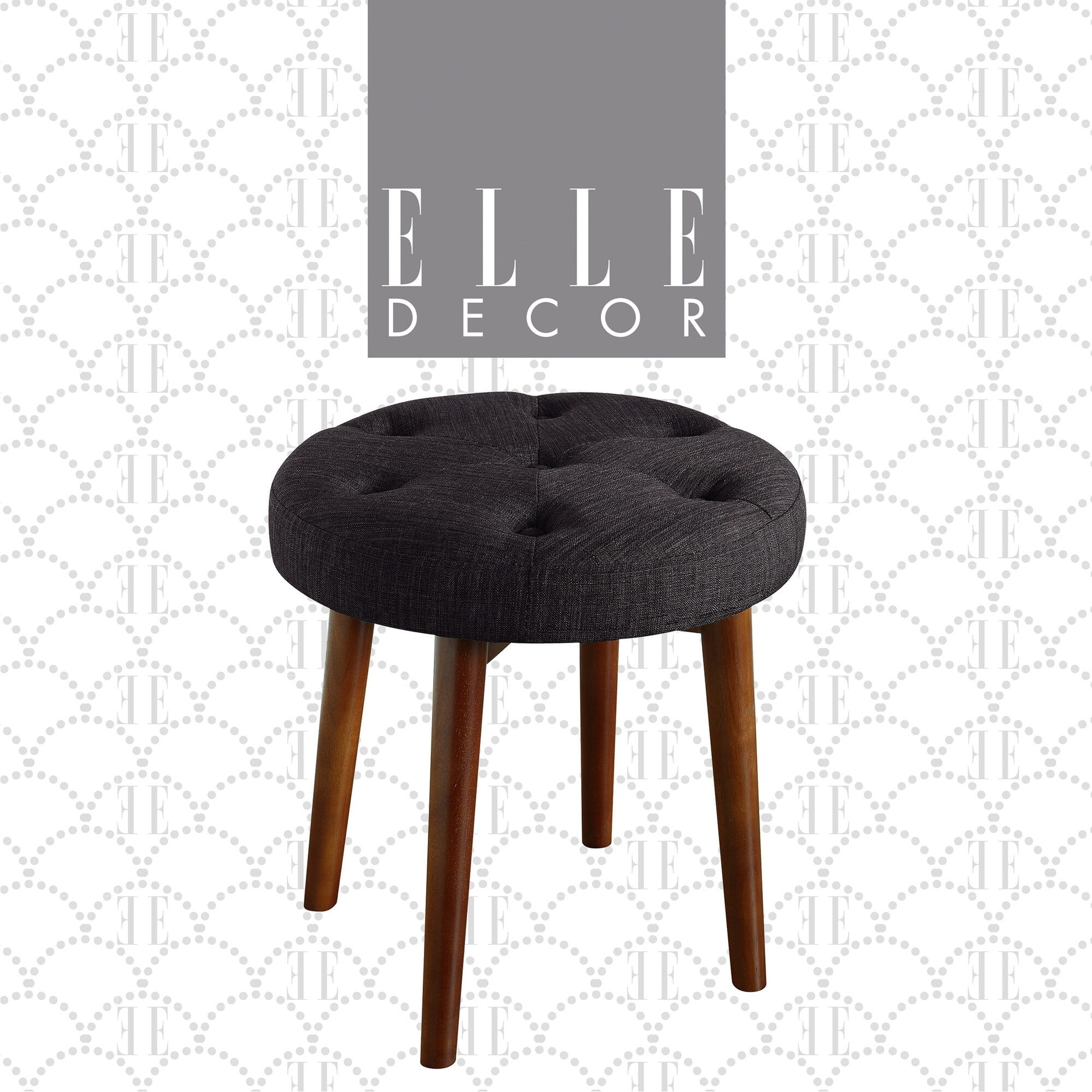 Elle Decor Penelope Round Tuft Stool Graphite - Walmart.com