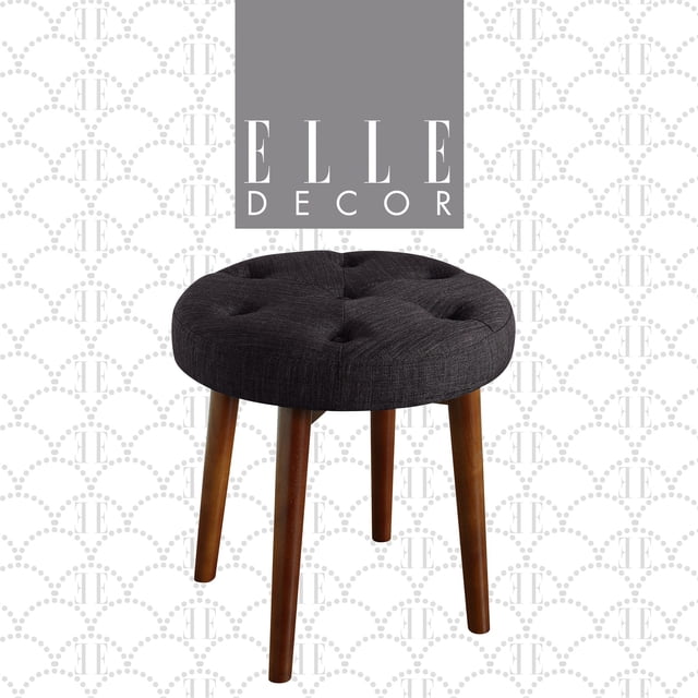 Elle Decor Penelope Round Tuft Stool Graphite - Walmart.com