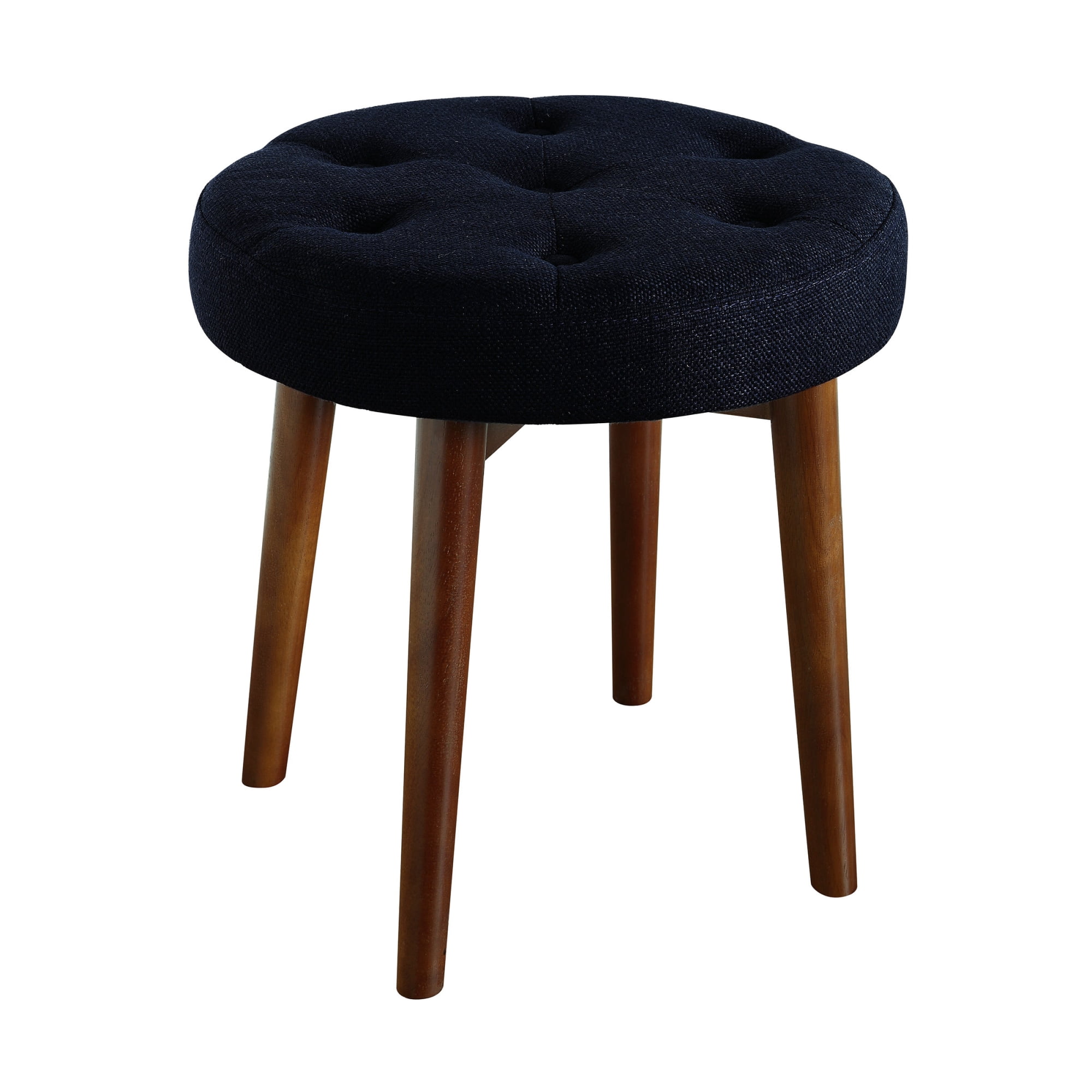 Elle Decor Penelope Round Tufted Stool in Rich Navy - Walmart.com