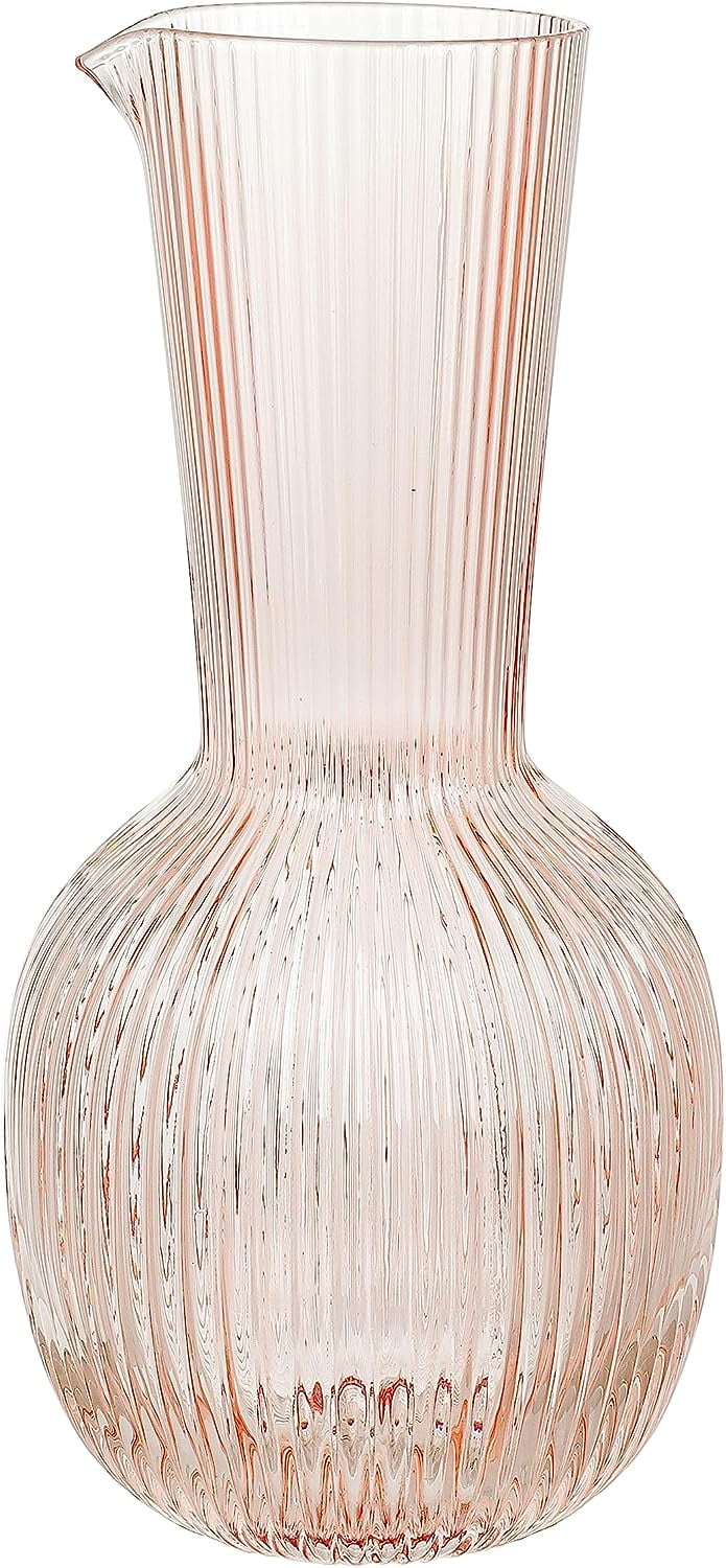 Elle Decor Ribbed Glass Carafe, Water Jug for Iced Tea, Wine Decanters ...
