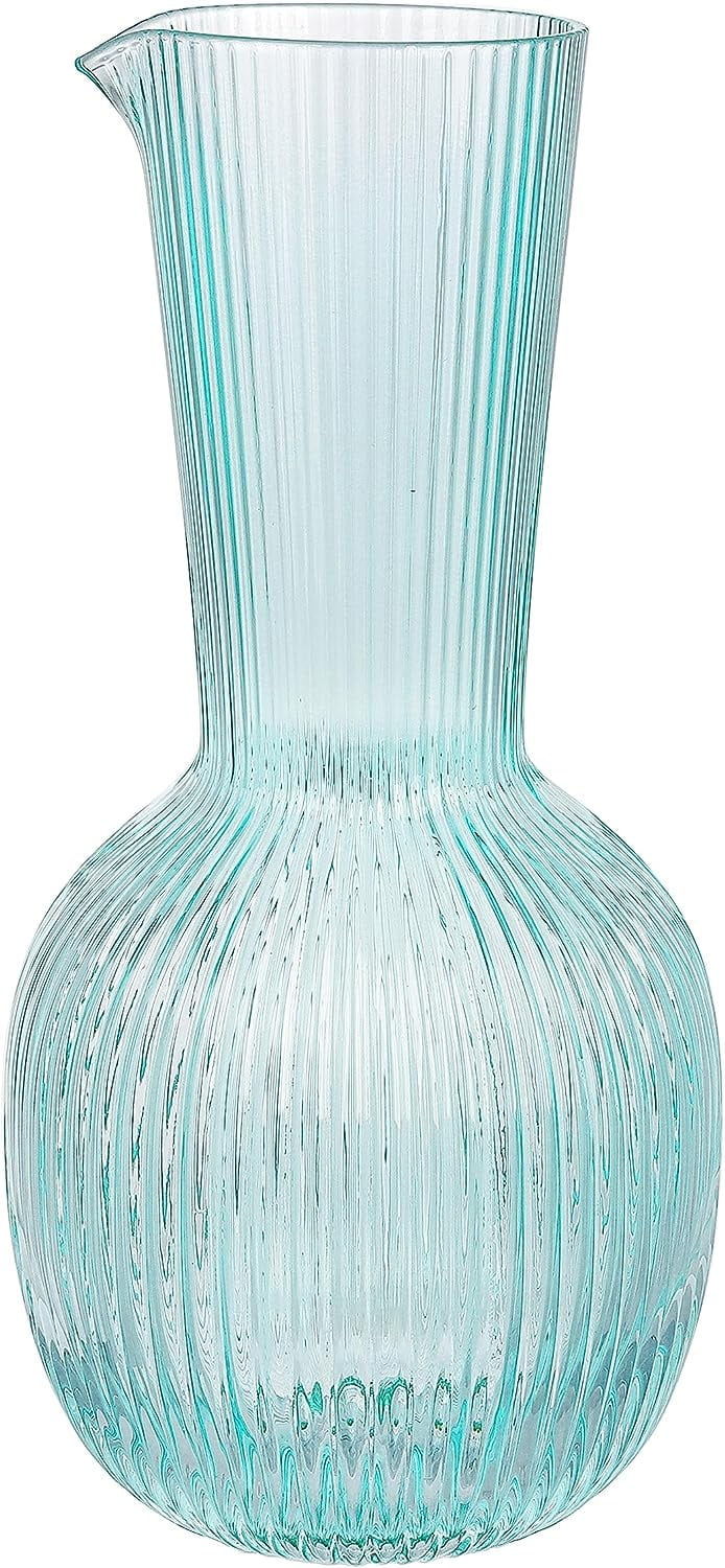Elle Decor Ribbed Glass Carafe Water Jug for Iced Tea, Wine, Mixed ...