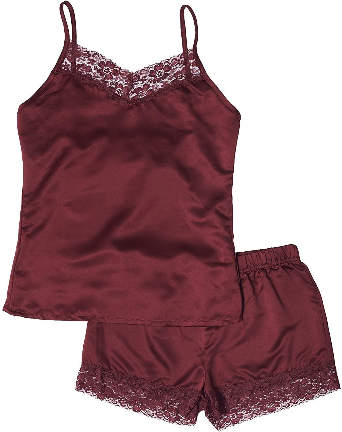 Elle Sleepwear Womens Cami Set - Satin Pajamas Cami Shorts Set ...
