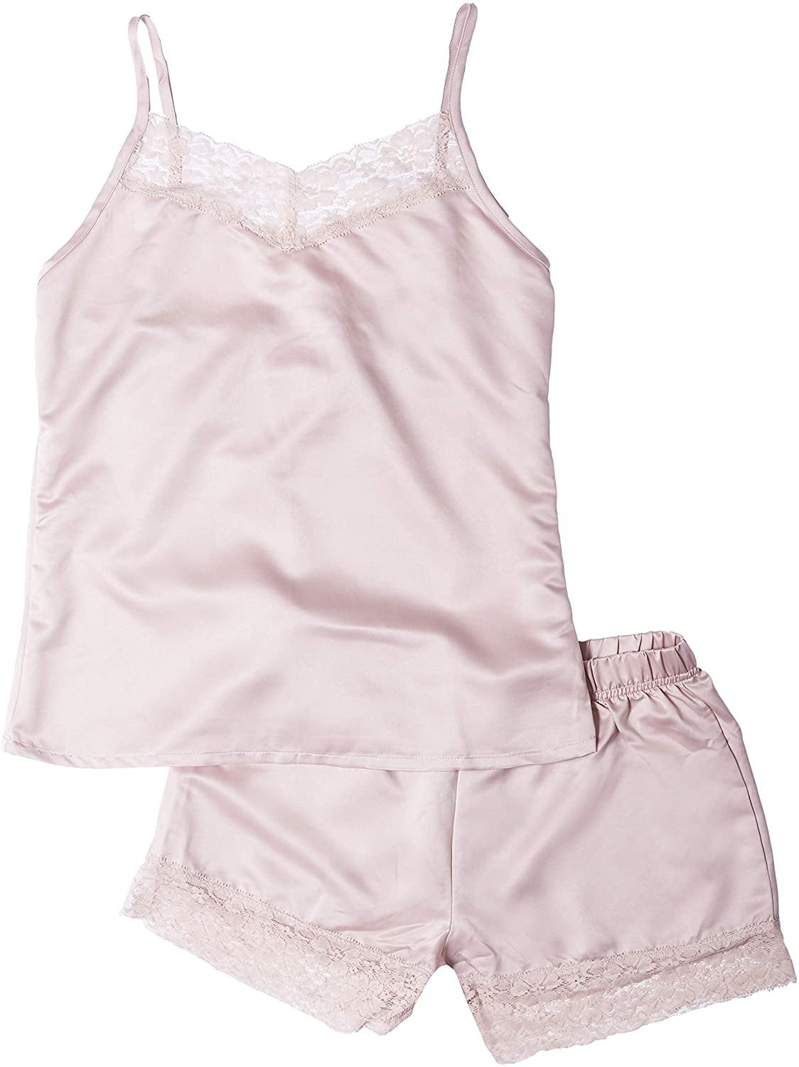 Elle Sleepwear Womens Cami Set - Satin Pajamas Cami Shorts Set ...