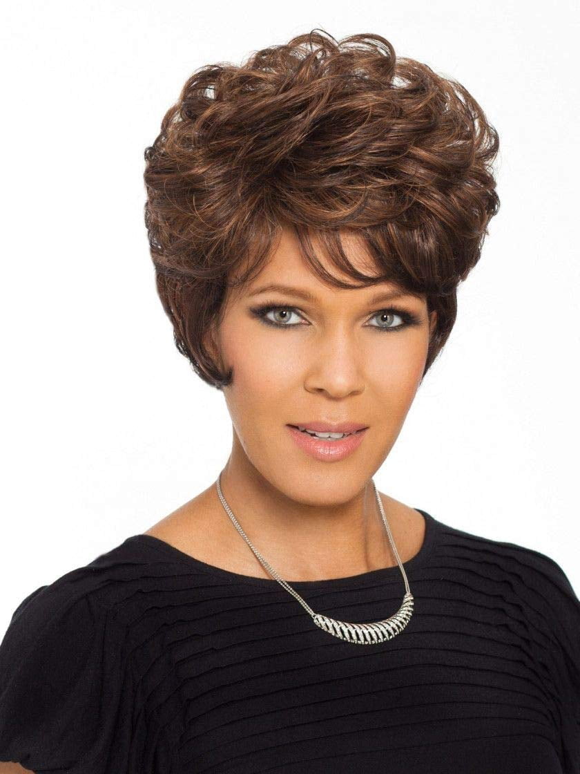 Elle Wig Color 1 Black - Foxy Silver Wigs Short Curly Pixie Wispy Bangs ...