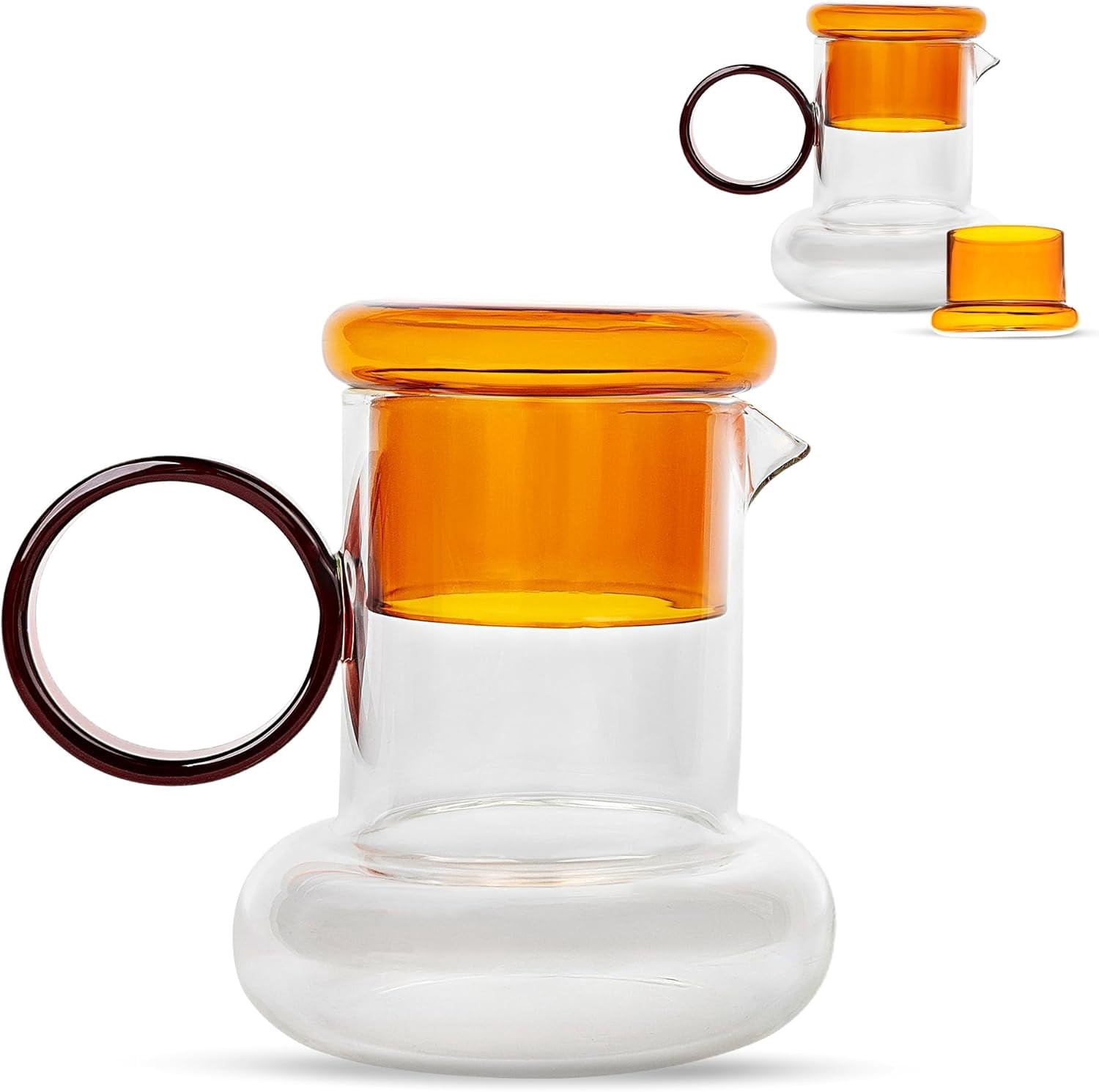 Elle decor Amber Ring Pitcher Set, Carafe and Water Drinking Glass Lid ...