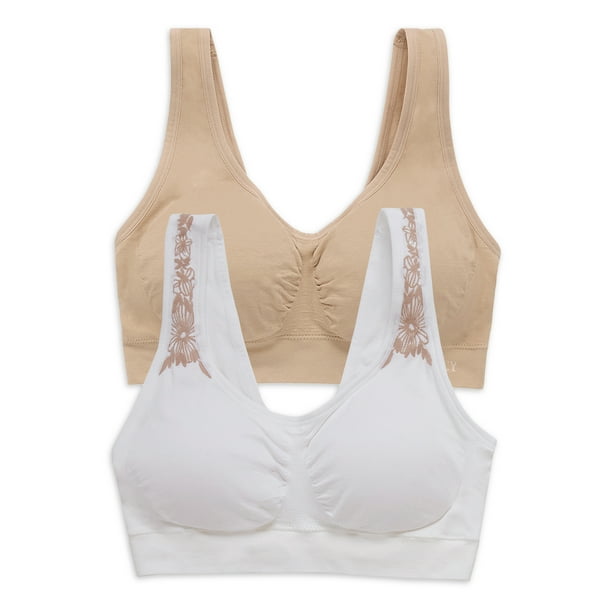 Ellen Tracy Women's Seamless Built Up Bra With Floral Detail 2-Pack - Walmart.com