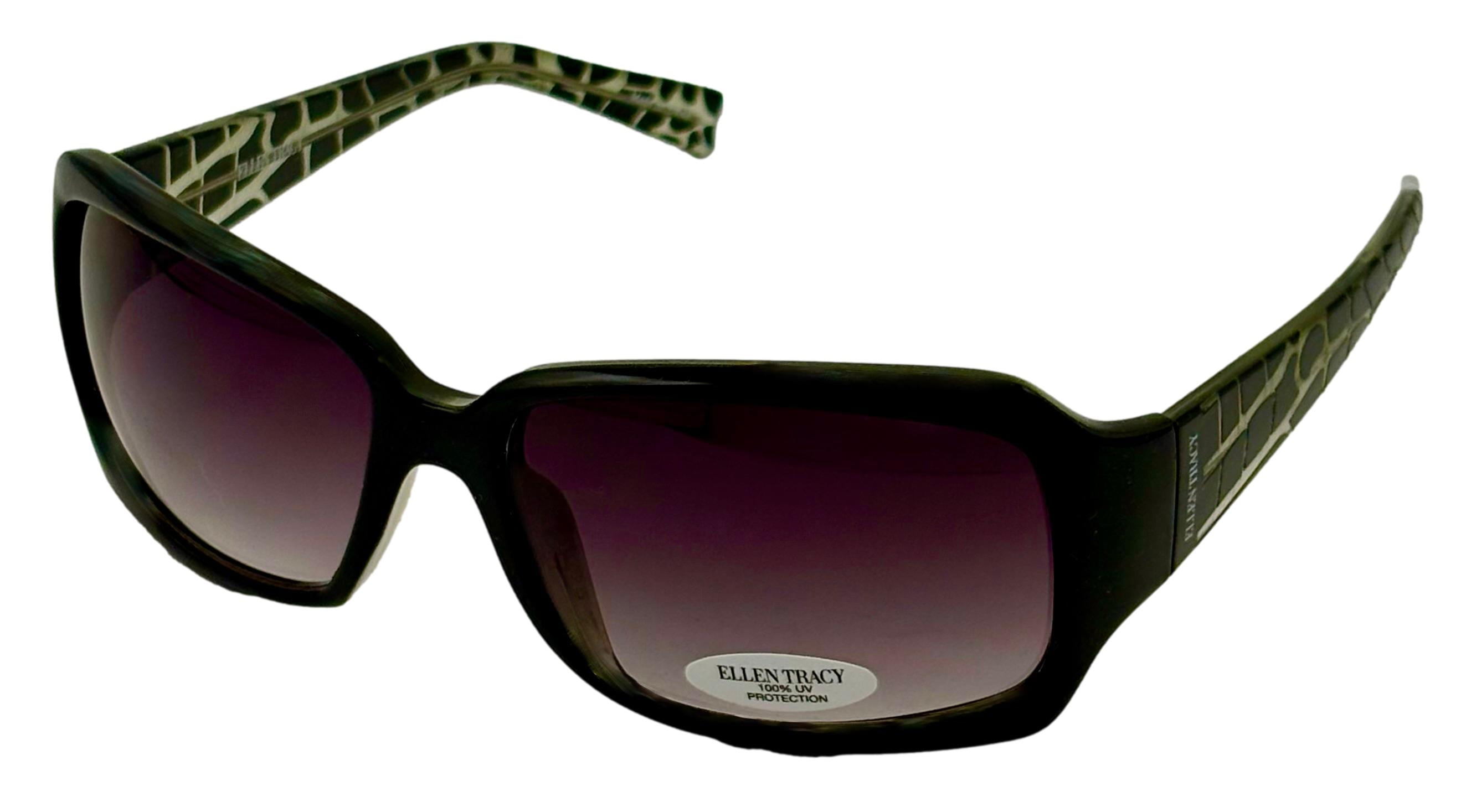 Ellen Tracy Womens Green Plastic Rectangle Sunglass, Gradient Lens 500 ...