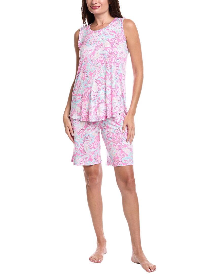 Ellen Tracy Womens 2pc Short And Top Pajama Set M Pink