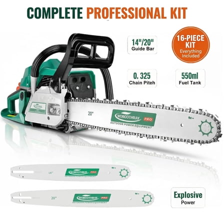 Poulan 20-Inch 50cc Gas Powered Chain Saw, 2-Stroke Engine, Carrying ...