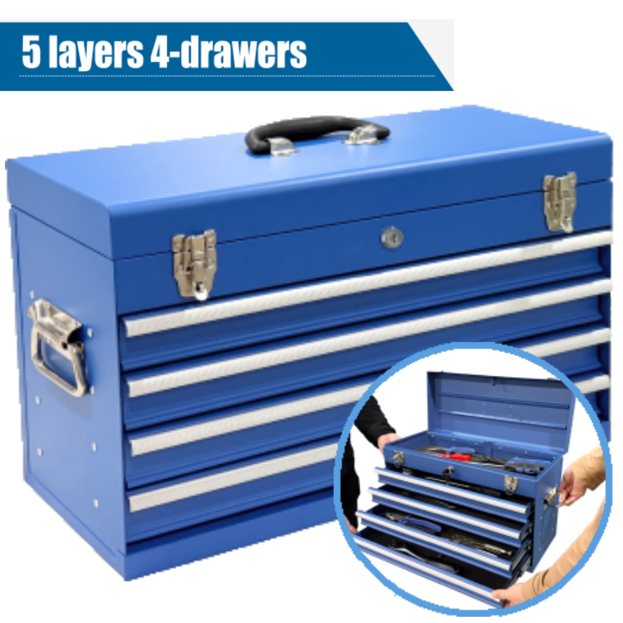 Elleree 21-inch Portable Tool Chest with Drawers,Handle On Top,Cylinder ...